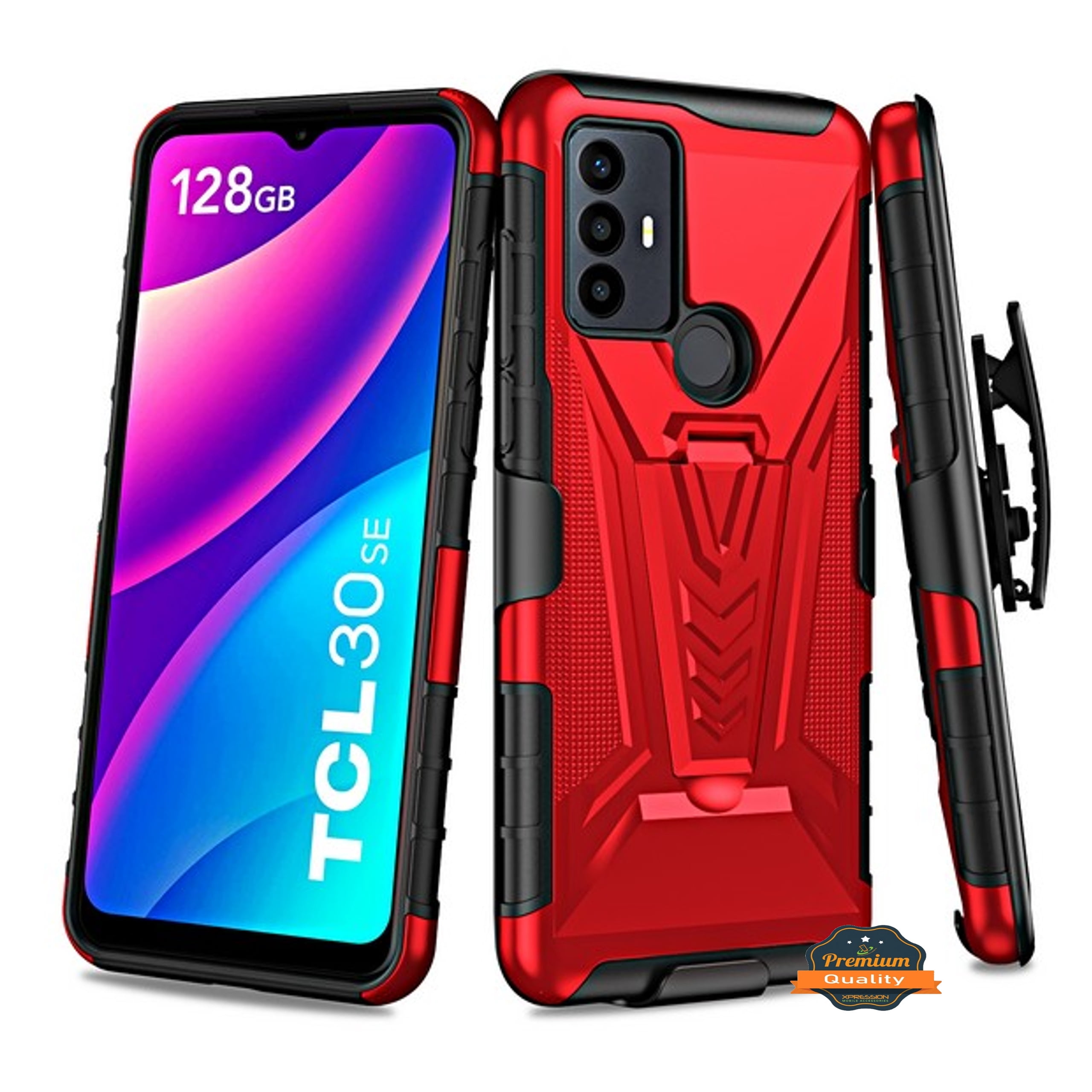 For Alcatel 1V 2021 6002 Hybrid Armor V Kickstand with Swivel Belt Clip ...