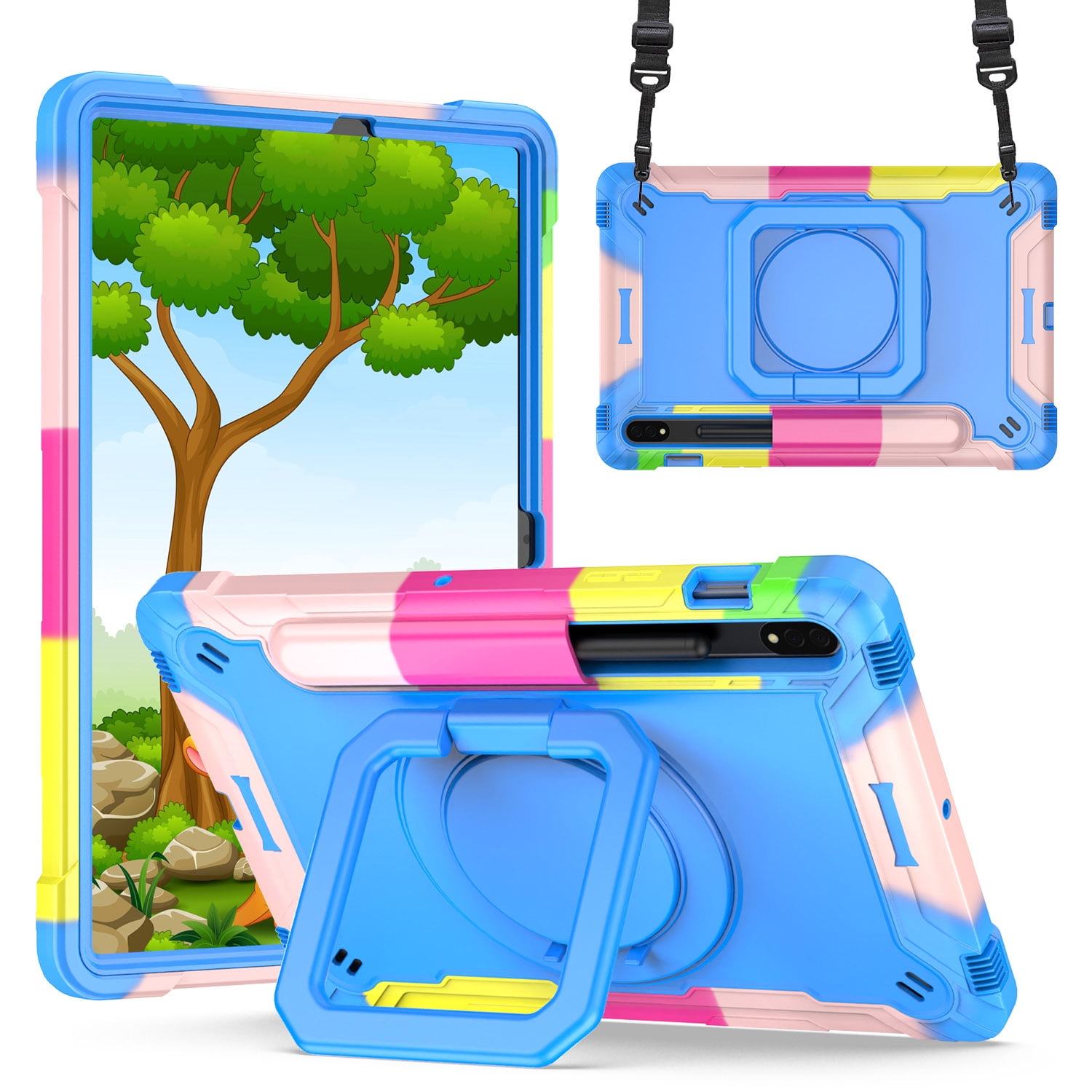 For Amazon Kindle Fire HD7 2022 Tablet Tough Hybrid Rotating 360 Degree ...