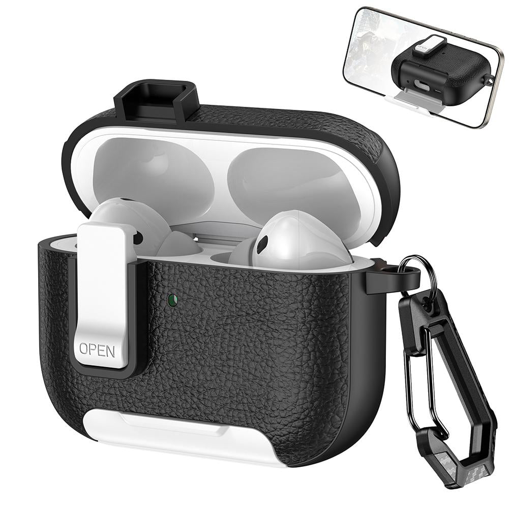 For Apple AirPods Pro 3 Protective Case With Secure Lock Leather ...