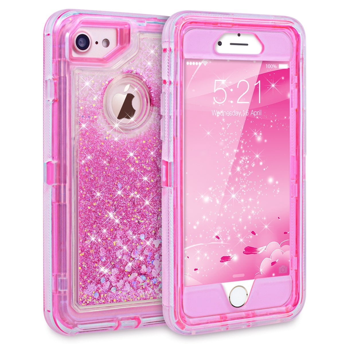 For Apple IPhone 8 / IPhone 7 Tough Defender Sparkling Liquid Glitter ...