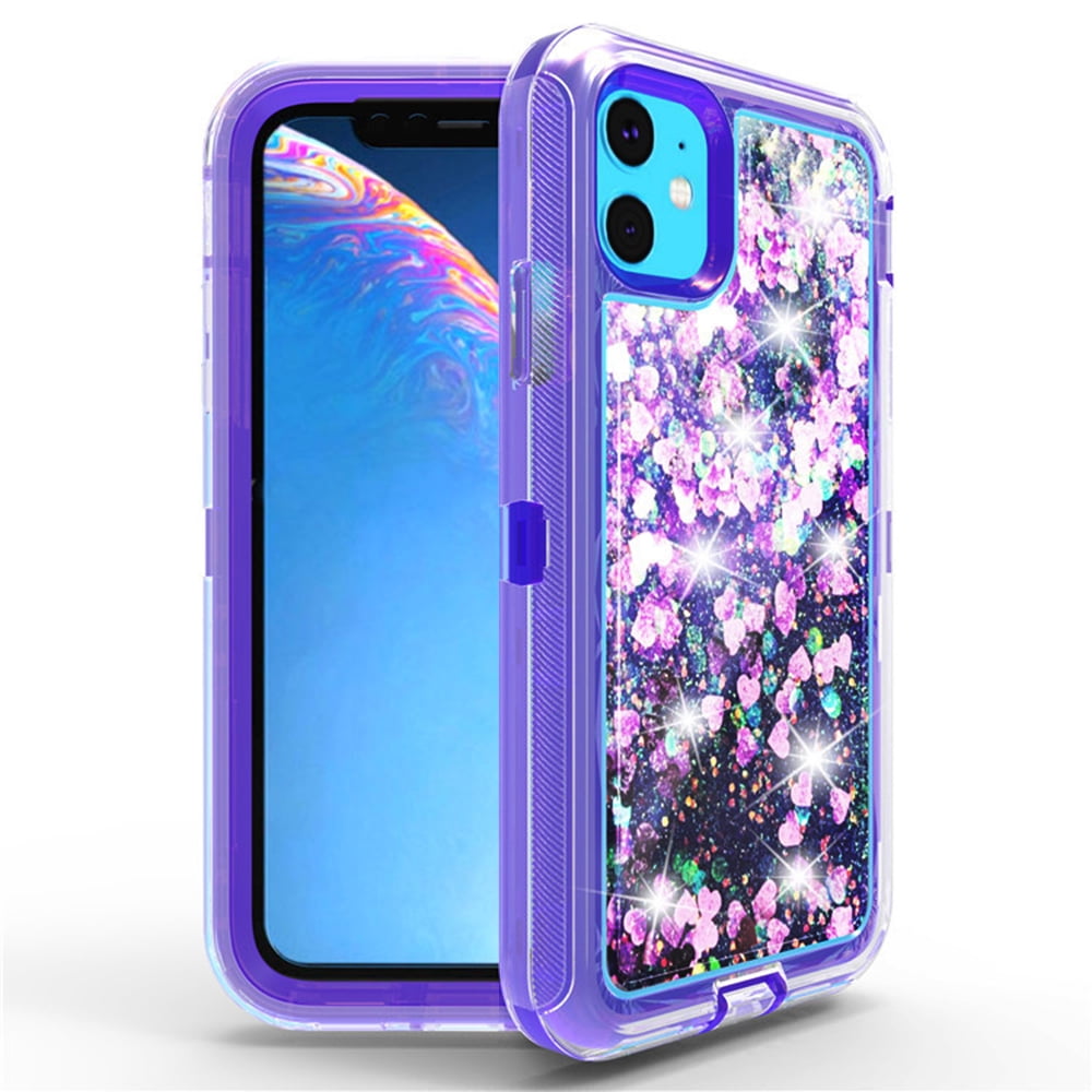 For Apple iPhone 11 6.1 Inch Tough Defender Sparkling Liquid Glitter ...