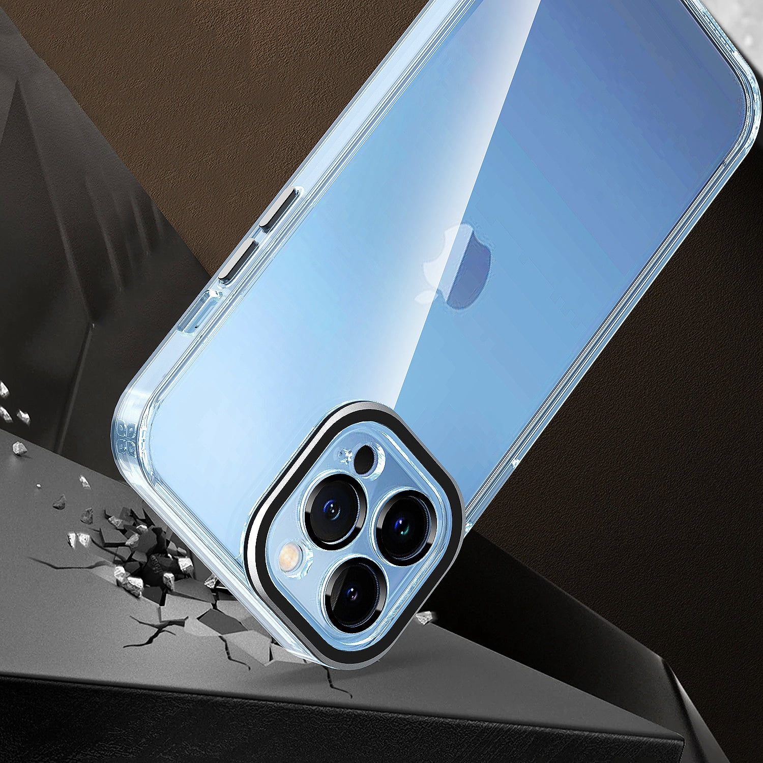 For Apple iPhone 11 (6.1") Transparent Clear Hybrid with Matching Metal ...