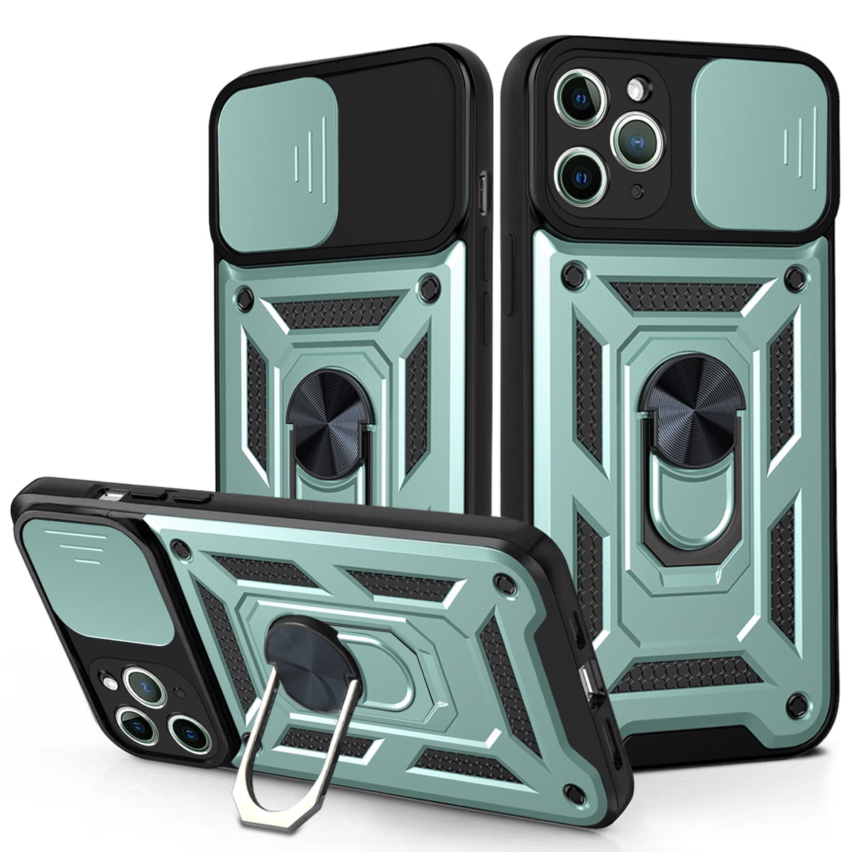 For Apple iPhone 11 Case, Ring Kickstand Magnetic & Slide Camera ...