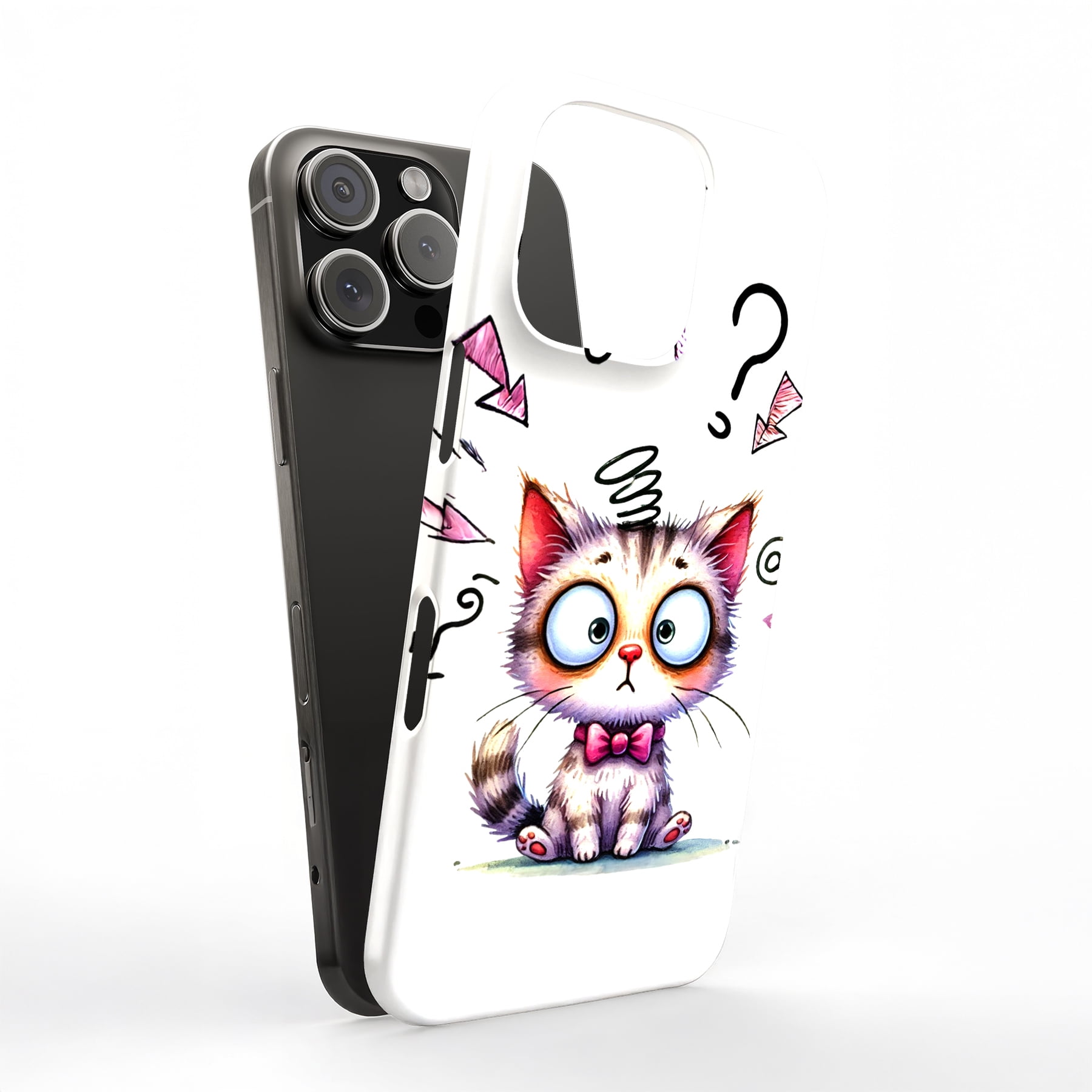 For Apple iPhone 12, Hard Shell Case, Confused Cat Print, Styles to ...