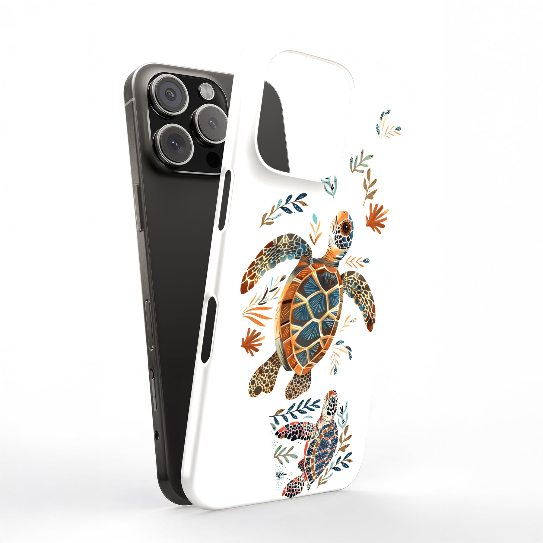 For Apple iPhone 12, Hard Shell Case, Sea Turtle Art Print, Styles to ...