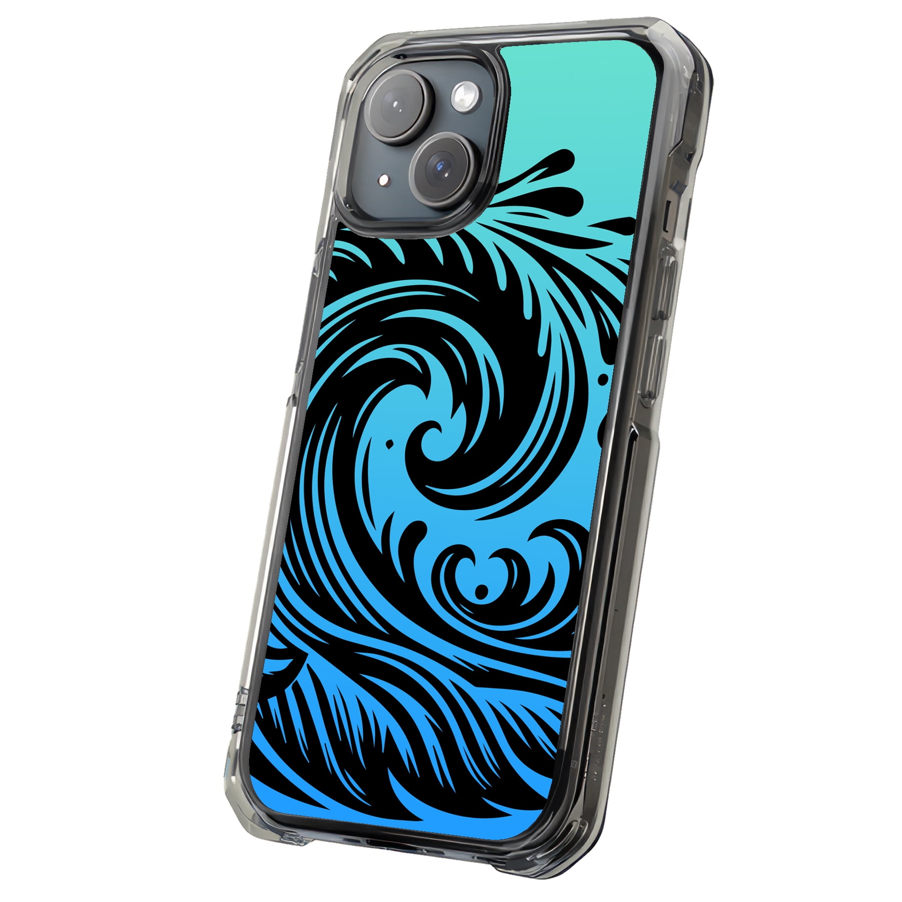 For Apple iPhone 12 Pro, MagSafe Rugged Case, Line Art Waves Print ...