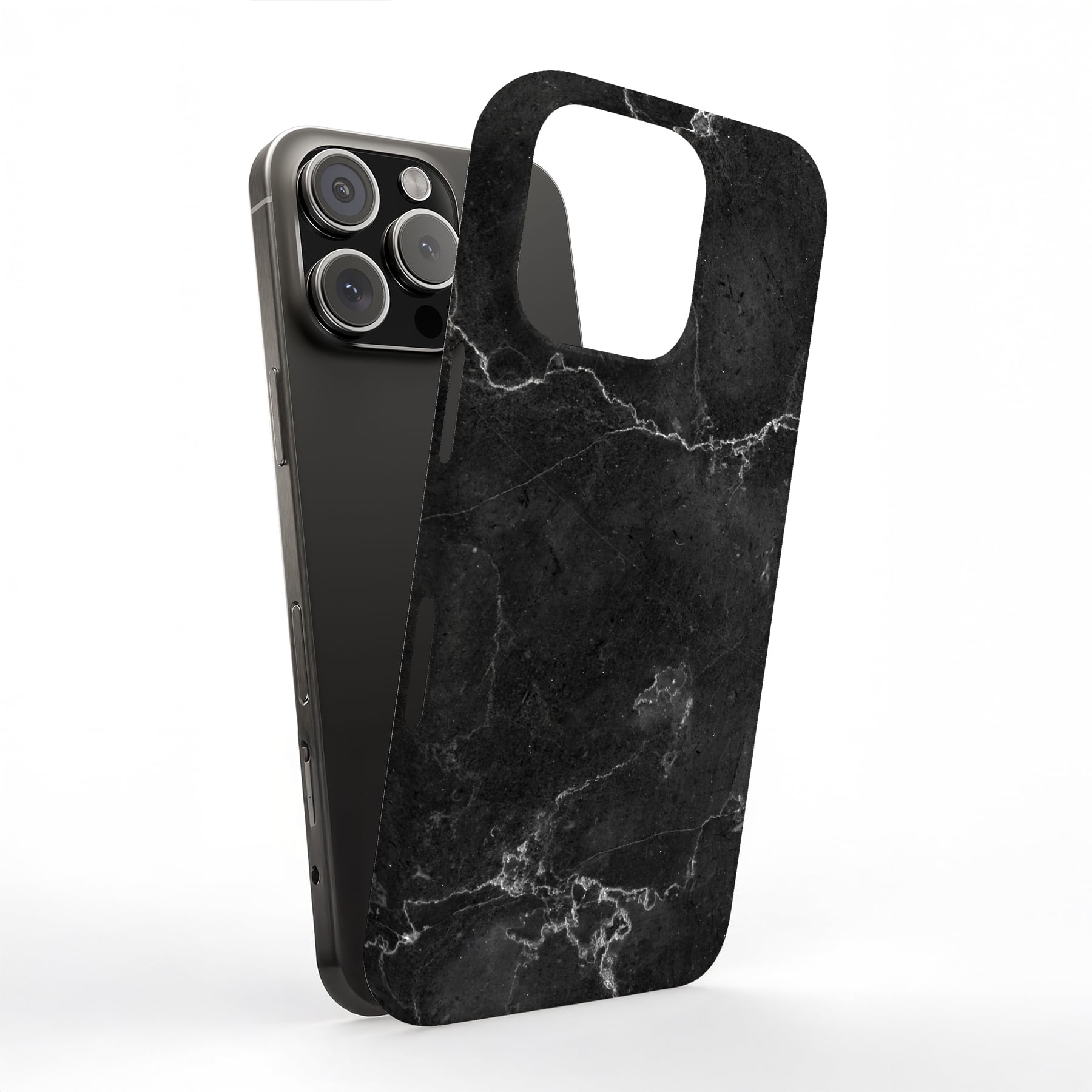 For Apple iPhone 13 Pro, Hard Shell Case, Black Marble 3 Print, USA ...