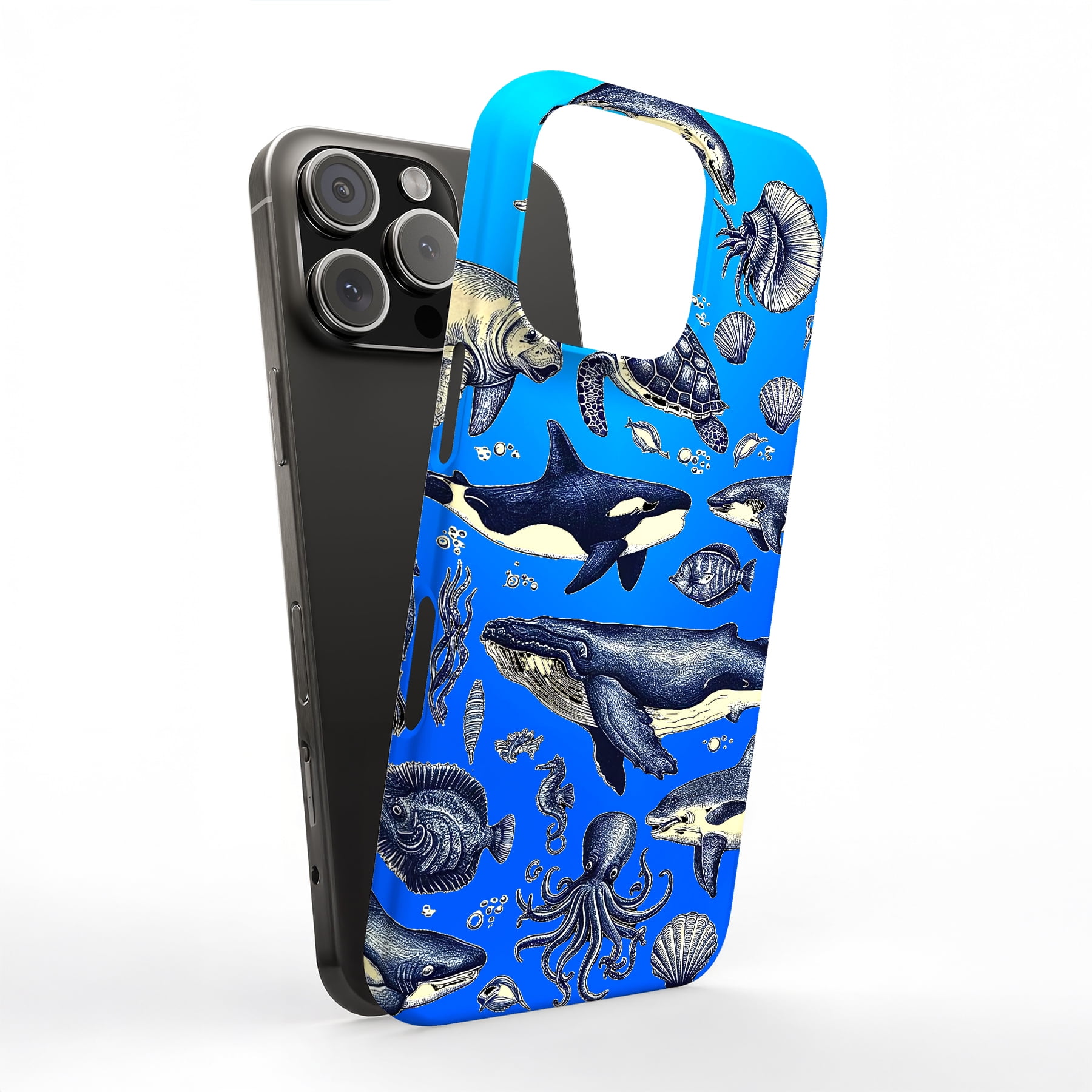For Apple iPhone 13 Pro, Hard Shell Case, Sea Animals Print, Styles to Choose from, Flexible ...