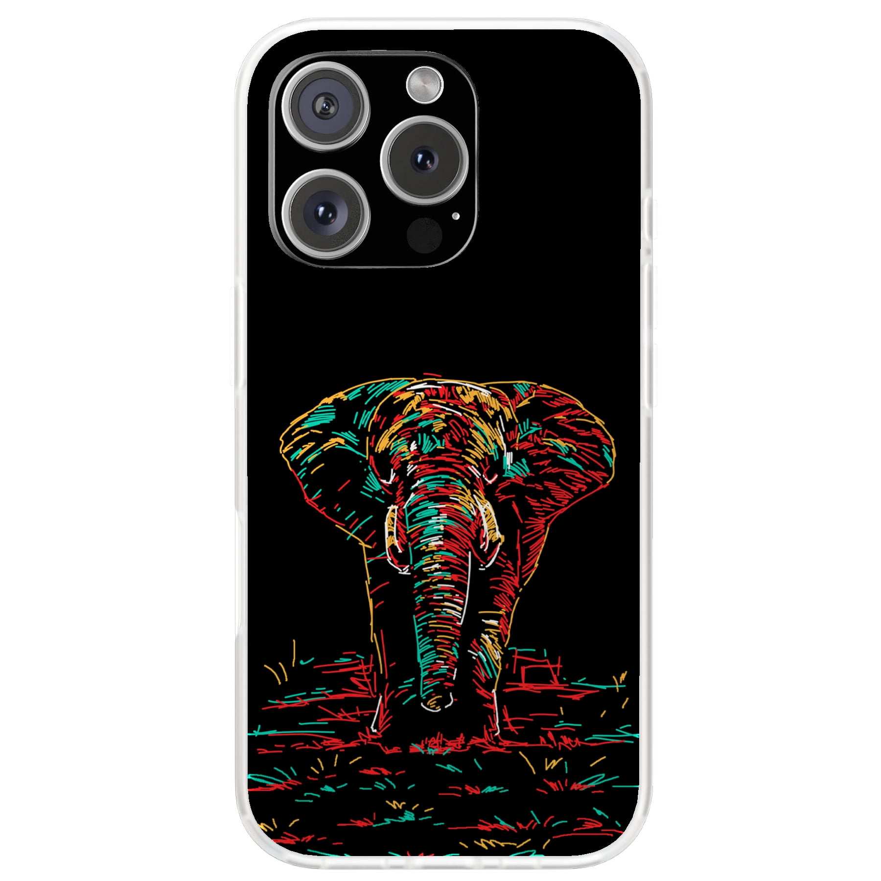 For Apple iPhone 13 Pro Max, Soft Matte Case, Elephant Color Print ...