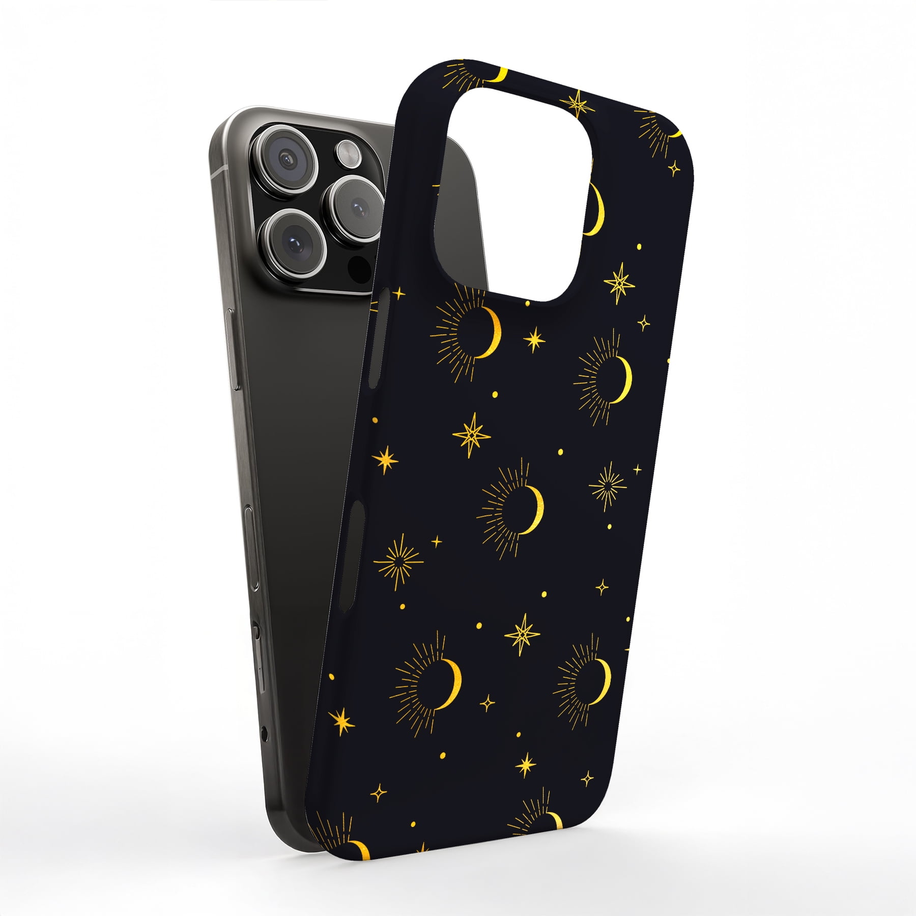 For Apple iPhone 14, Hard Shell Case, Moon Sun Stars Print, USA ...