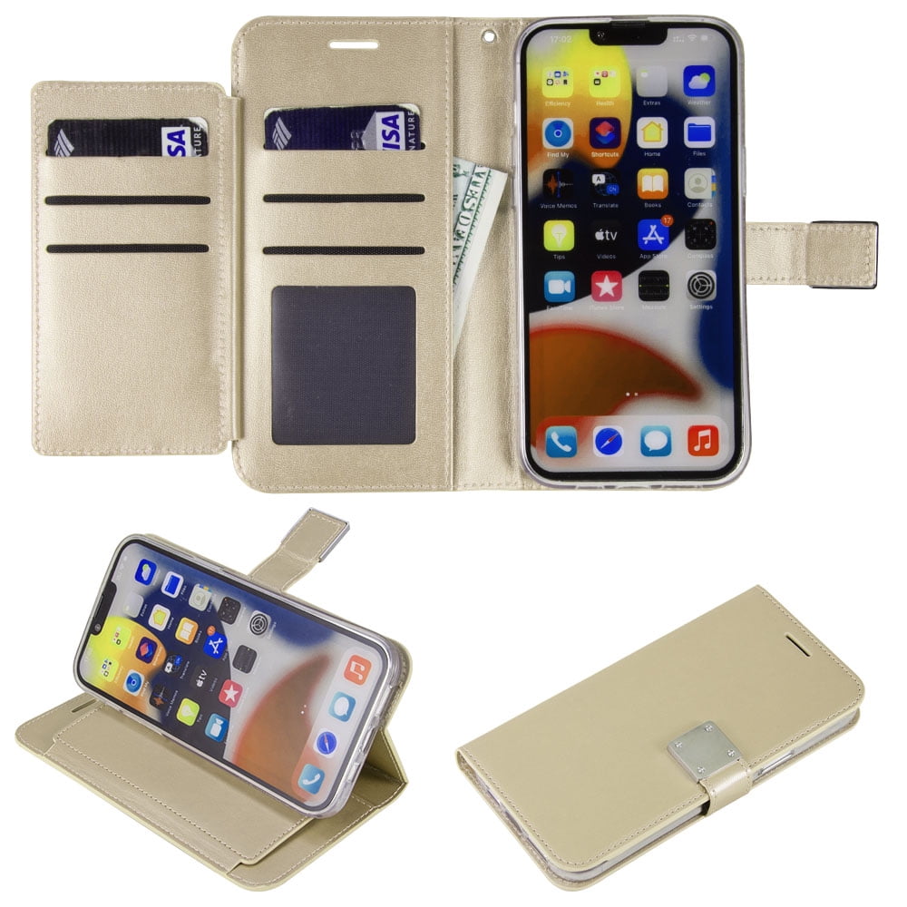 For Apple iPhone 14 Plus (6.7") Leather Wallet Case with 6 Credit Card ...