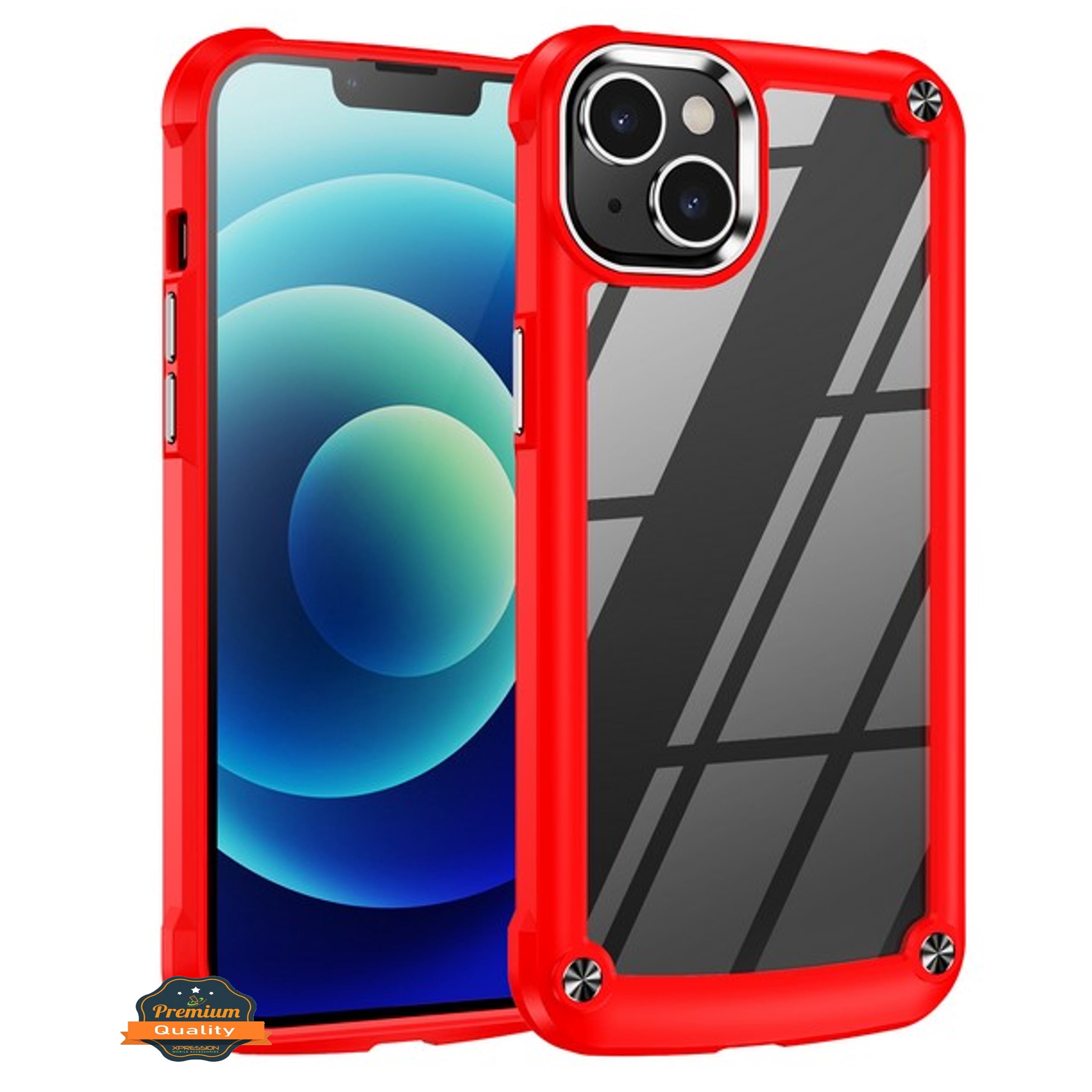 For Apple iPhone 15 Pro (6.1") Heavy Duty Hybrid Clear back Shield Hard ...
