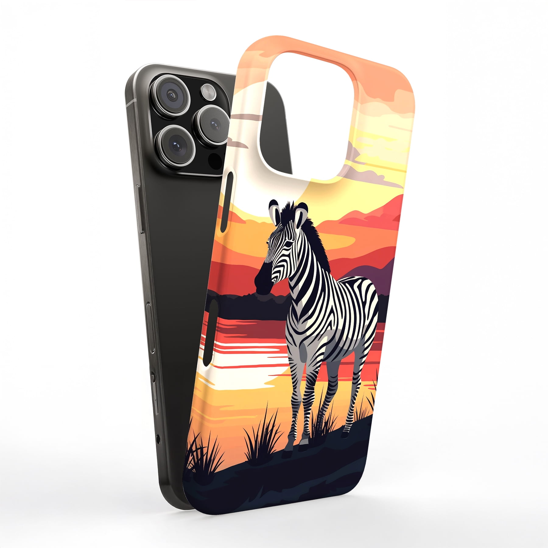 For Apple iPhone 16 Pro Max, Hard Shell Case, Zebra Lakeside Print ...