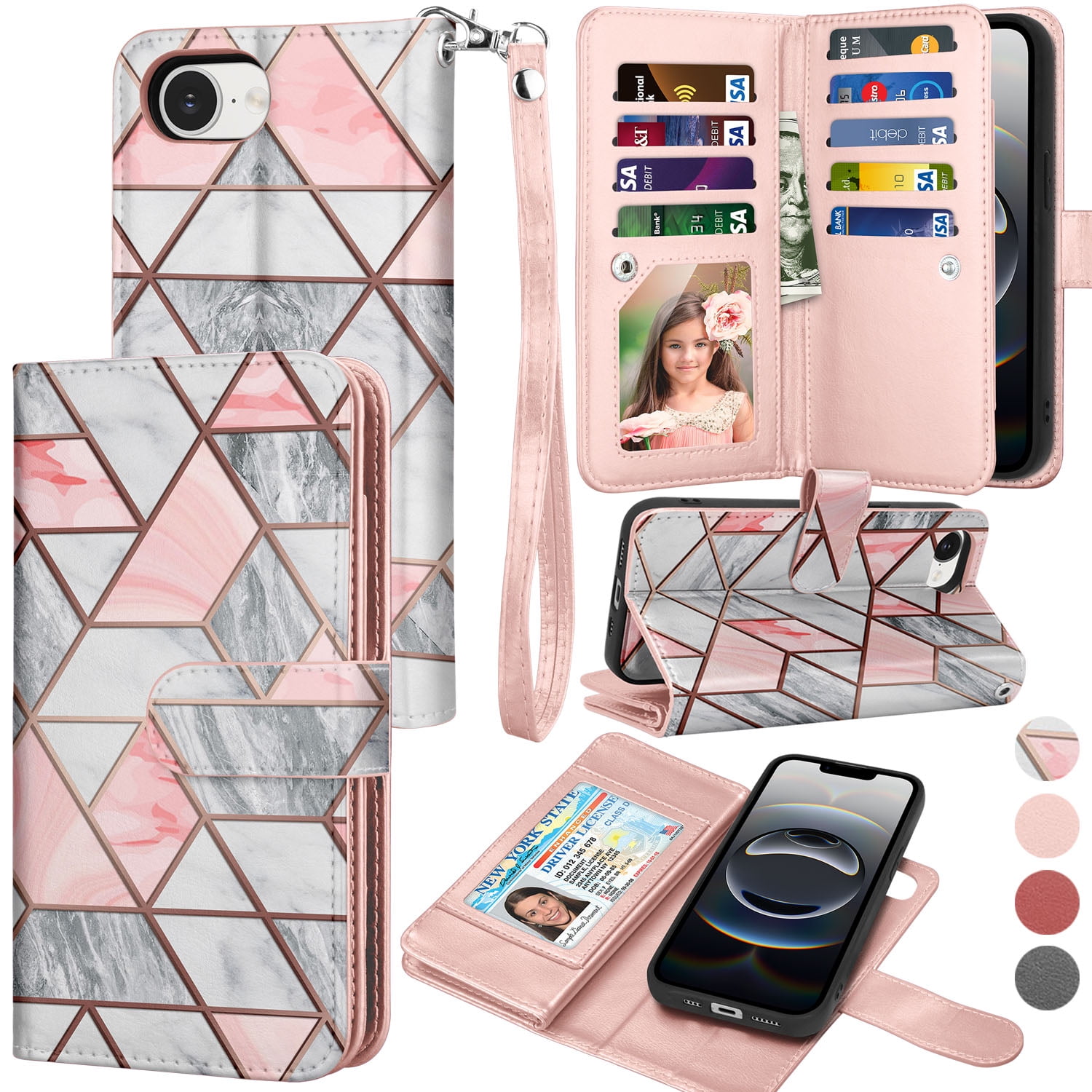 For Apple iphone 16e Case Wallet with Credit Card Holder for Women Men ...