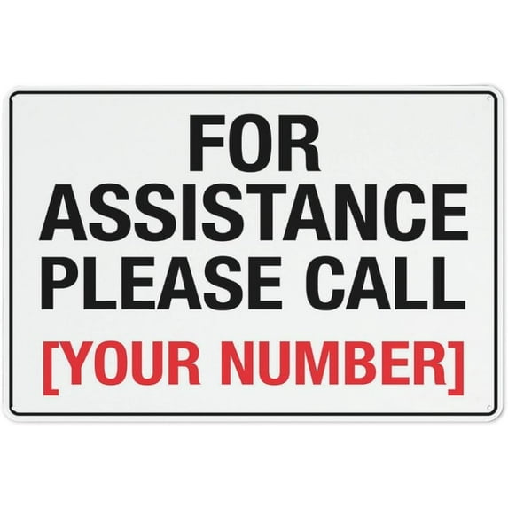 For Assistance Please Call Sign 12 X 8 Inches Reflective Aluminum Metal ...