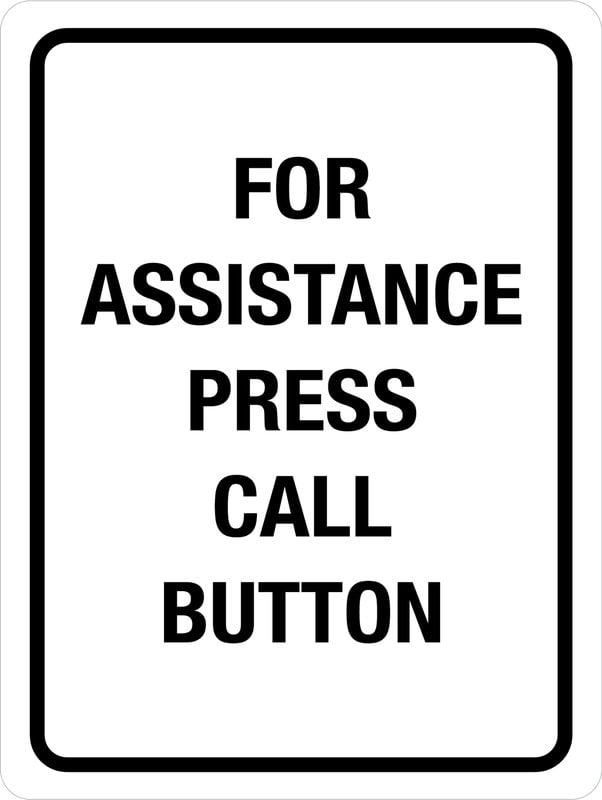 For Assistance Press Call Button White Retro Aluminum Sign Metal Tin ...