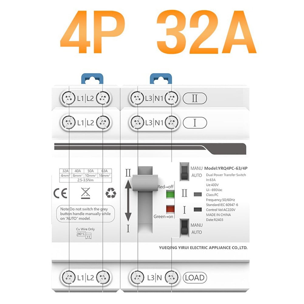 For Ats Dual Power Automatic Transfer Switch 4P 32-63A For Grid To ...
