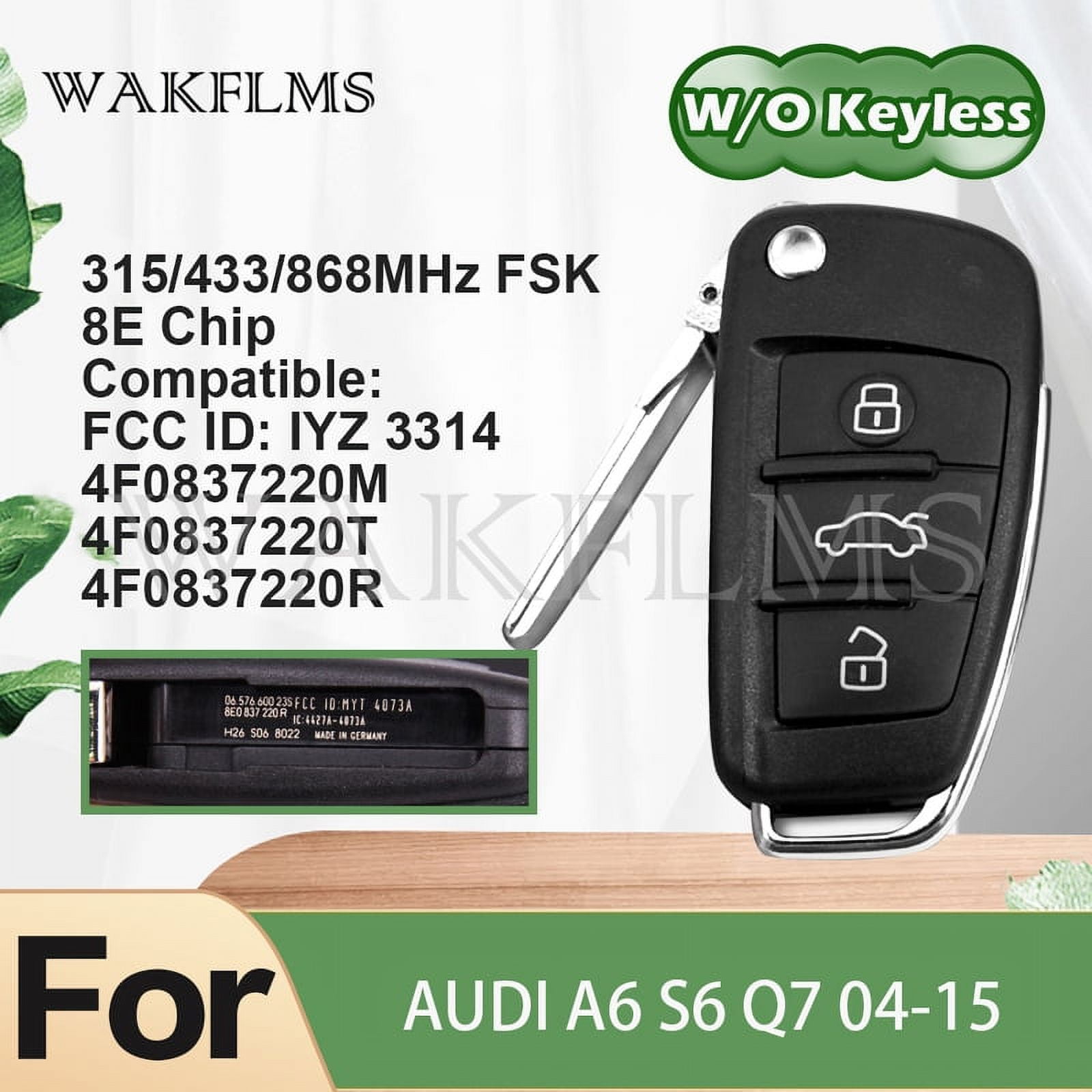 For Audi A6 S6 Q7 2004-2015 8E Chip Remote Car Key Fob W/O Keyless ...
