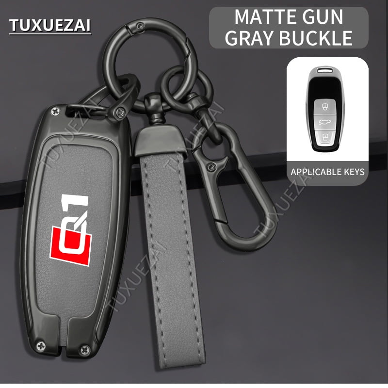 For Audi Q1 Key Cover Case Zinc Alloy Leather C style 3 buttons Car Key ...