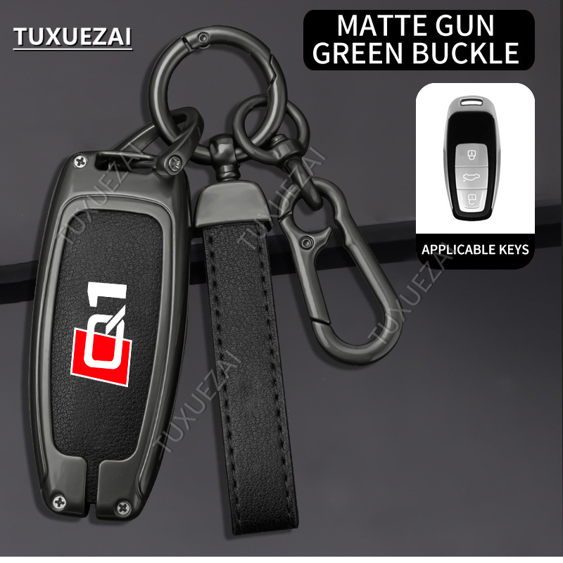 For Audi Q1 Key Cover Case Zinc Alloy Leather C style 3 buttons Car Key ...
