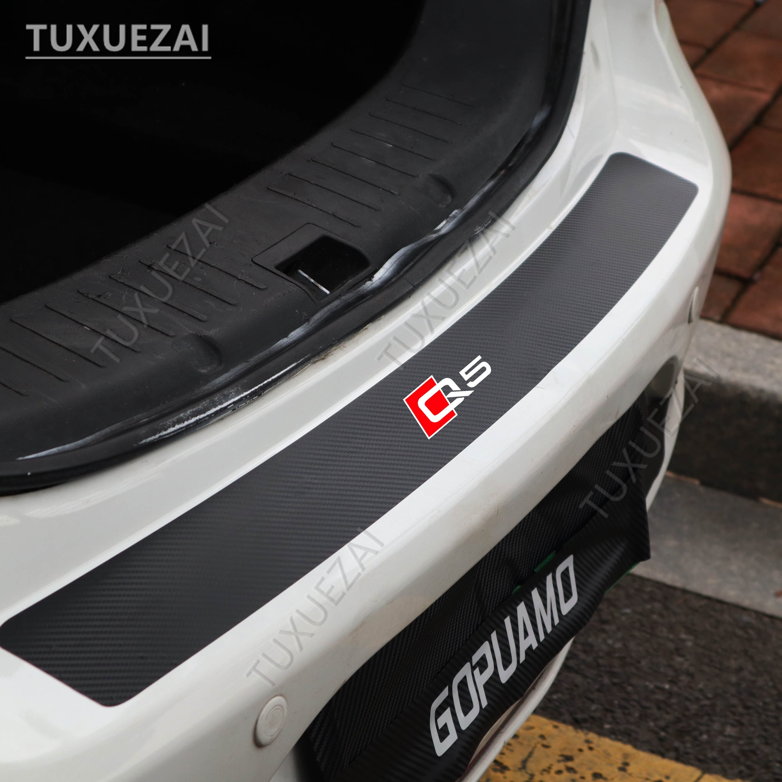 For Audi Q5 Carbon Fiber Car Stickers Threshold Bar Rear Trunk Car Door ...