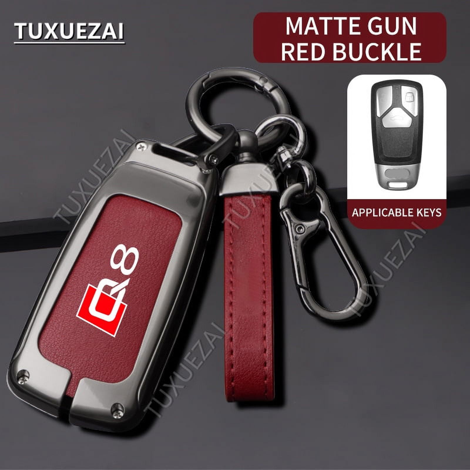 For Audi Q8 Car Remote Key Cover Case Zinc Alloy Leather B style 3 ...