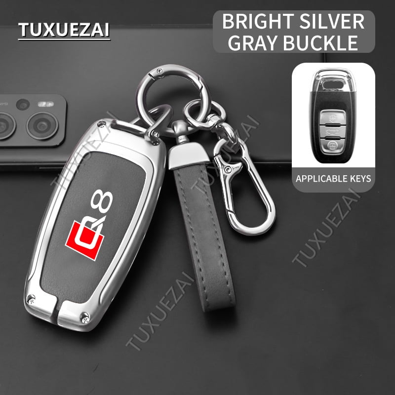 For Audi Q8 Car Remote Key Cover Case Zinc Alloy Leather D style 3 ...