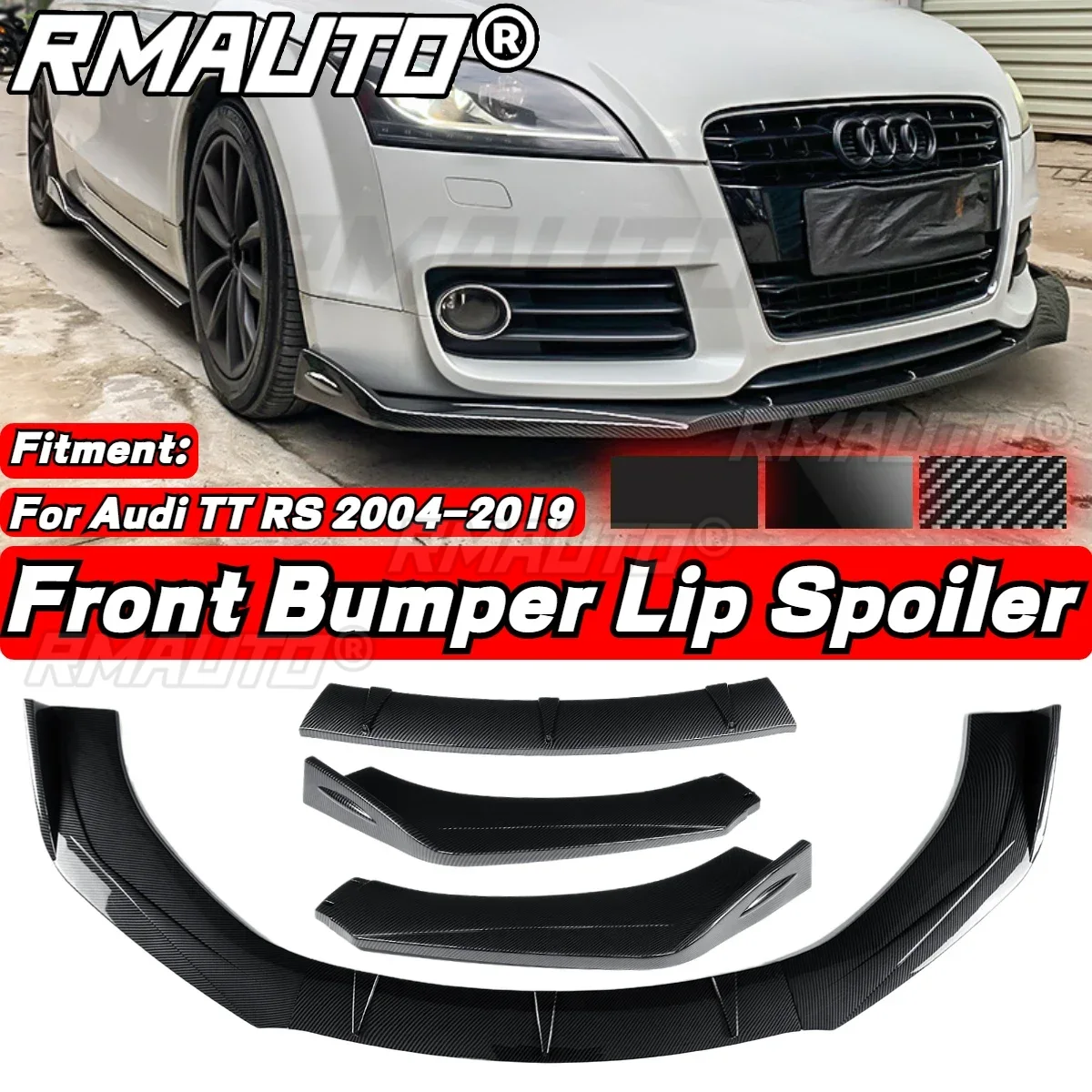 For Audi TT RS 2004-2021 Carbon Fiber RS Car Front Bumper Splitter Lip ...