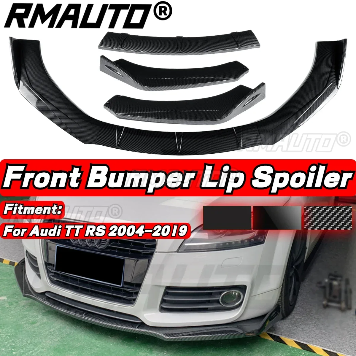 For Audi TT RS 2004-2021 Carbon Fiber RS Car Front Bumper Splitter Lip ...