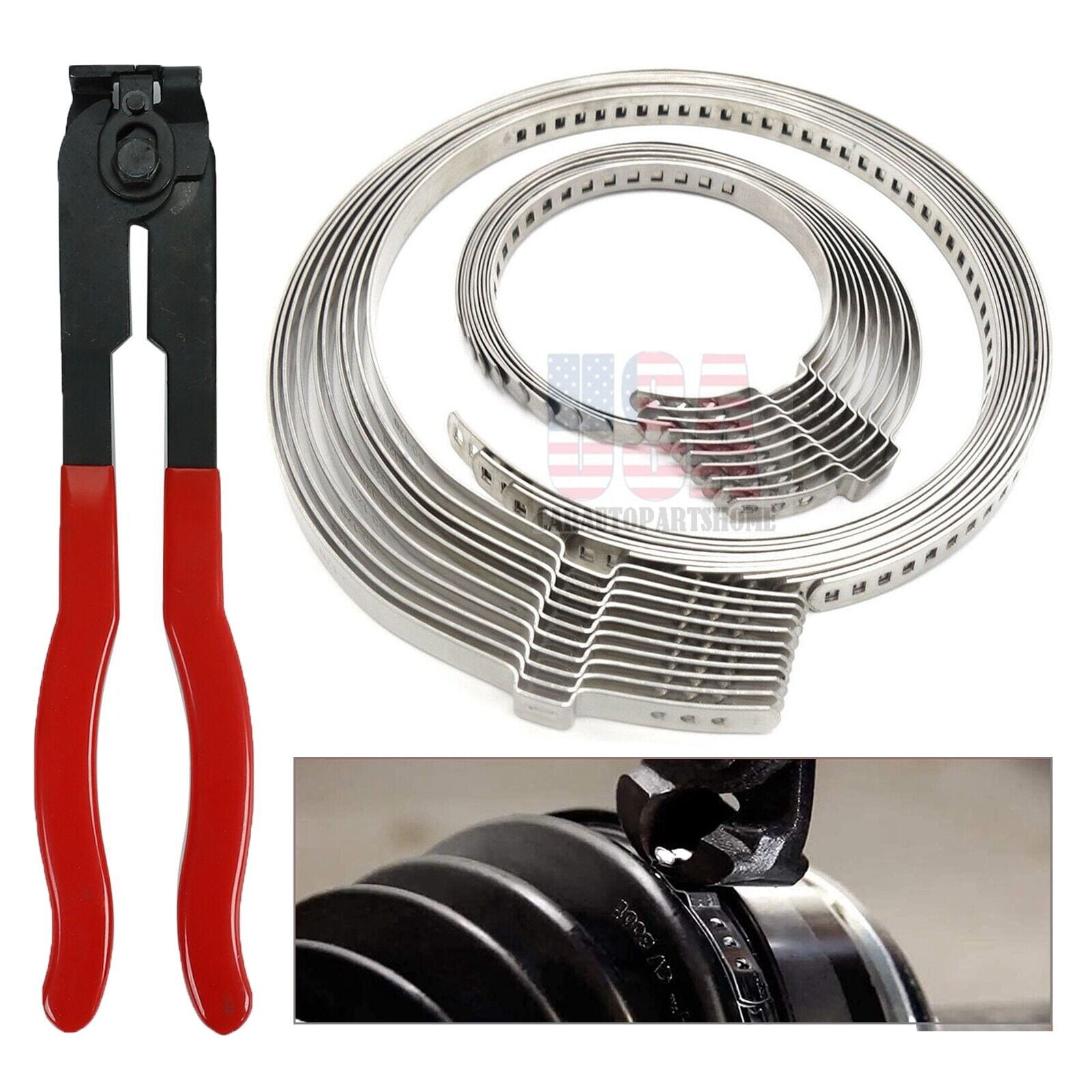 For Auto / ATV CV Joint Axle Boot Clamp Pliers Tool with 20 Crimp Bands ...