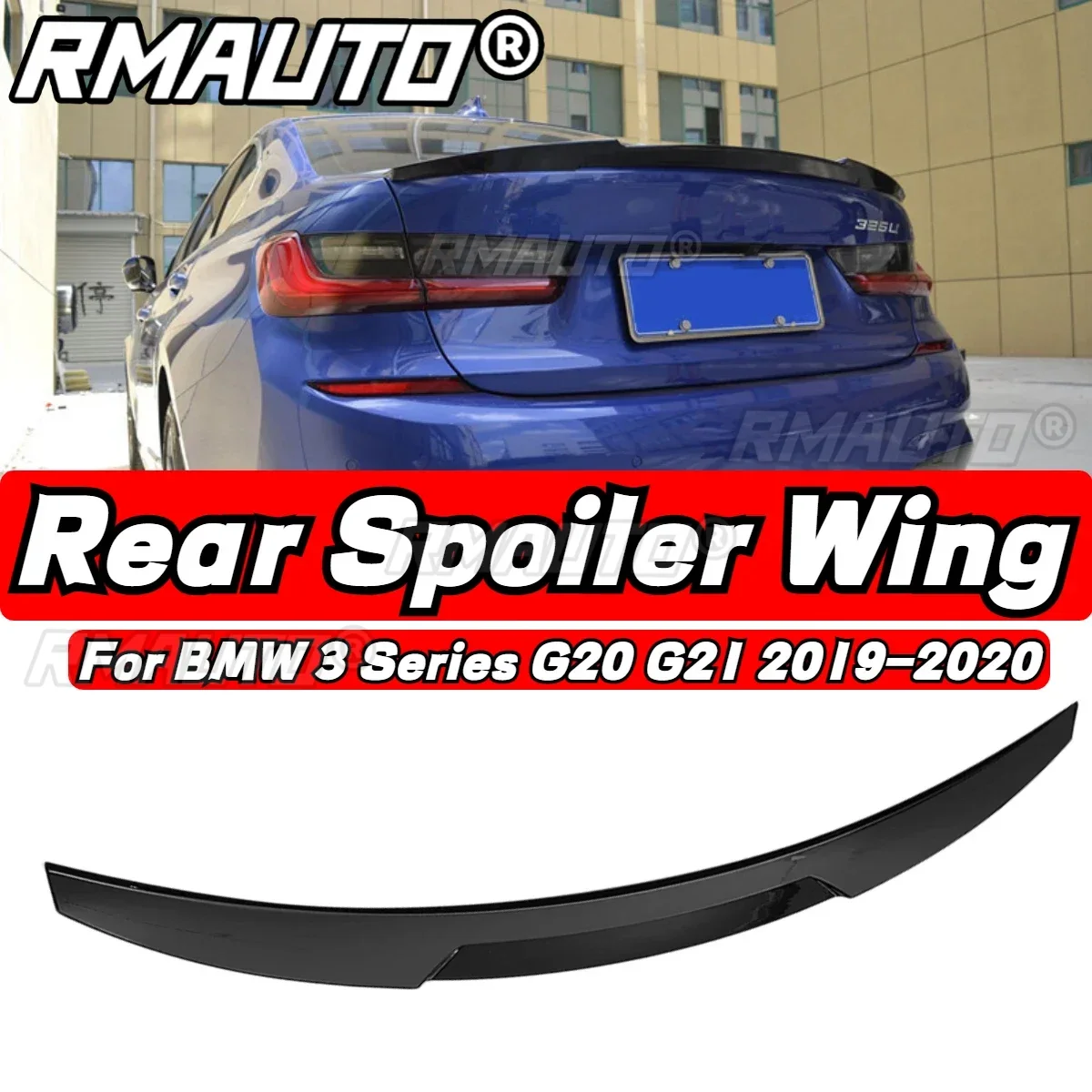 For BMW 3 Series G20 Spoiler High Quality Carbon Fiber Glossy Black ...