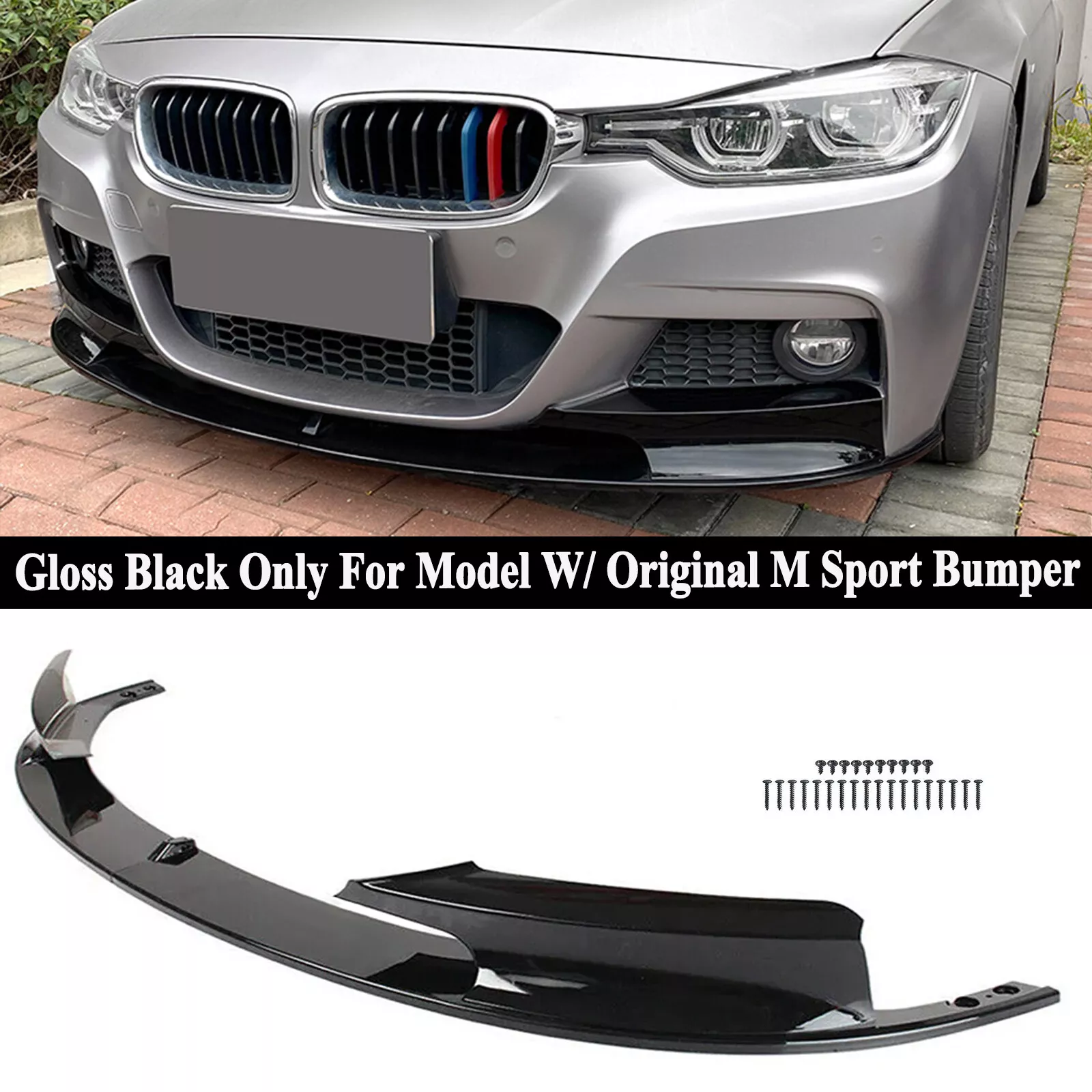 For BMW F30 F31 3 Series M Sport 2012-2018 Gloss Black Front Bumper Splitter Lip - Walmart.com