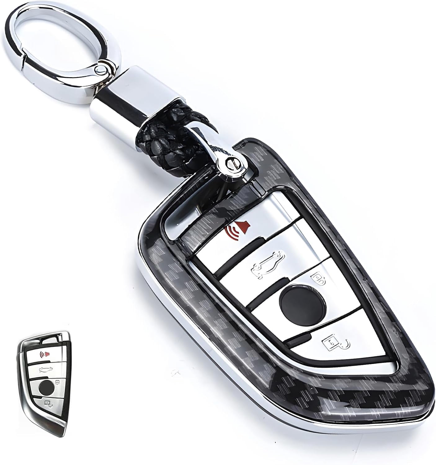 For BMW Key Fob Cover, Hard ABS carbon fiber pattern Key Fob Case for ...