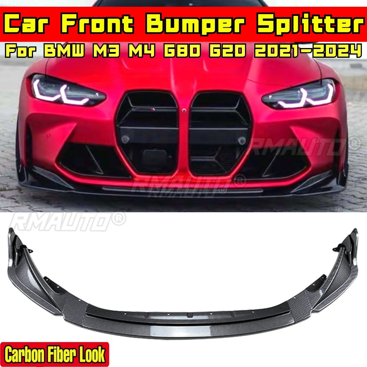 For BMW M3 M4 G80 G82 2021-2024 Body Kit Front Bumper Diffuser Carbon ...