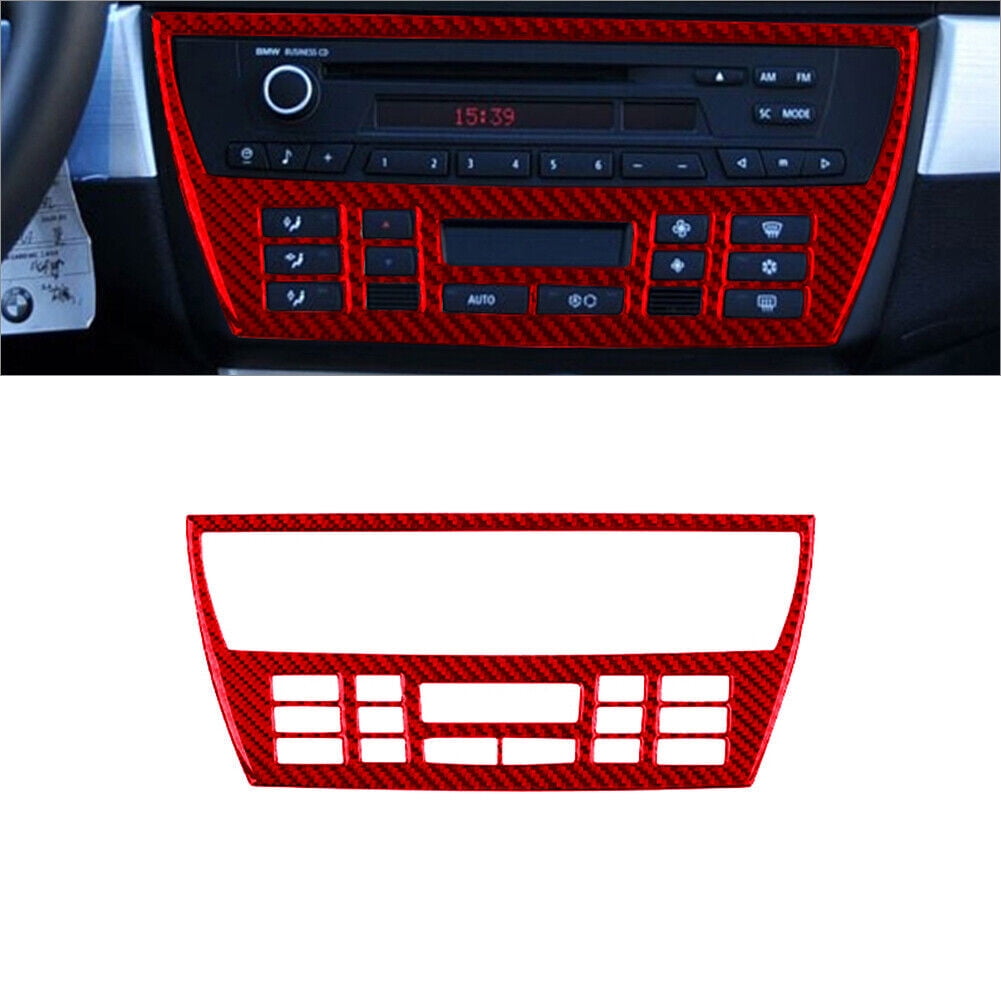 For BMW X3 E83 Red Carbon Fiber Interior Central Console CD Frame Cover ...