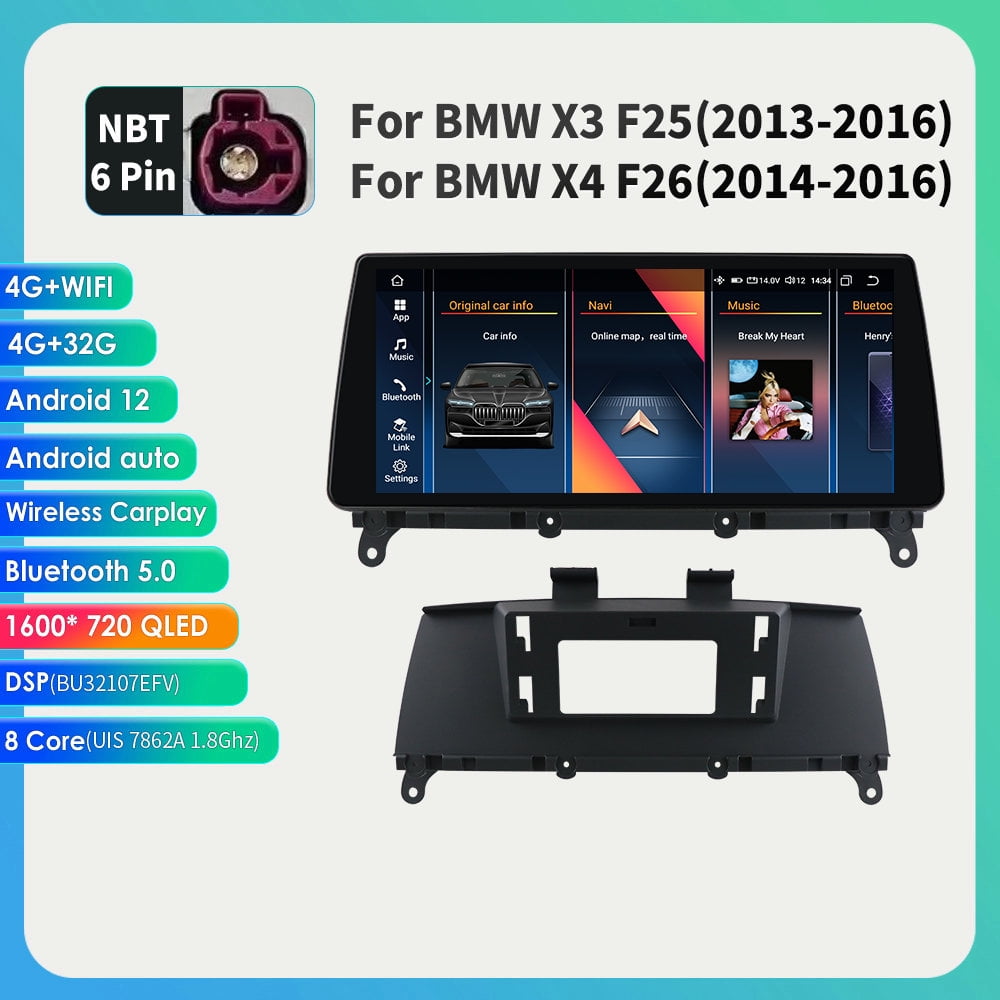 For BMW X3 F25 2013 2014 2015 2016/ BMW X4 F26 2014 2015 2016 NBT 10.33" Touch Screen Android 12 ...