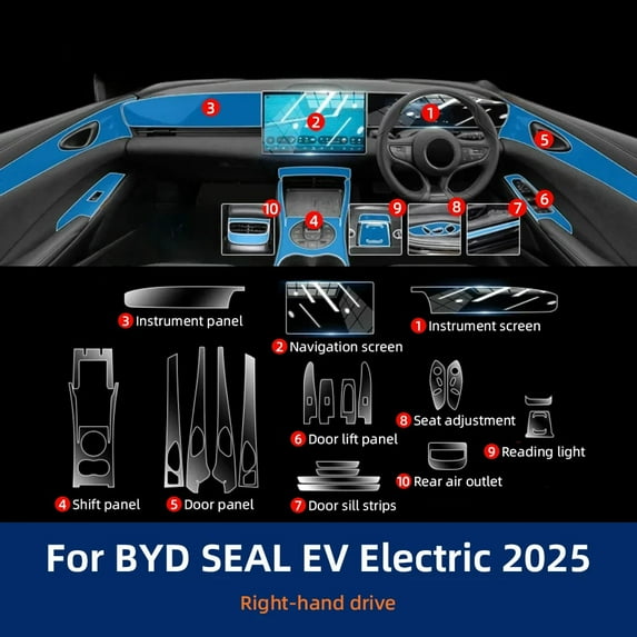 For BYD SEAL EV Electric 2025 Accessories TPU Gear Panel GPS Center ...