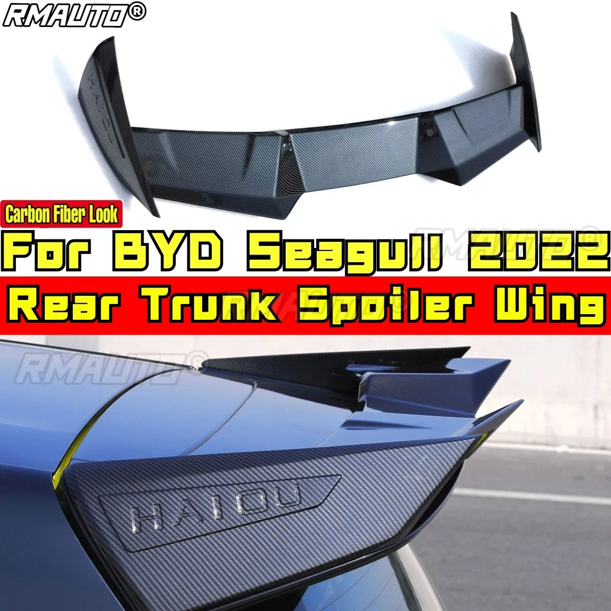 For BYD Seagull 2022 Body Kit Rear Trunk Wing Carbon Fiber Look DC ...