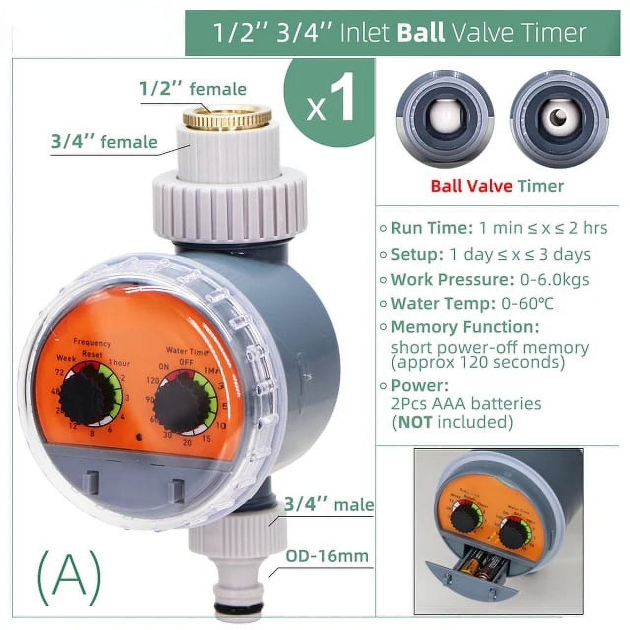 For Ball Valve Watering Timer Garden Automatic Electronic Controller ...