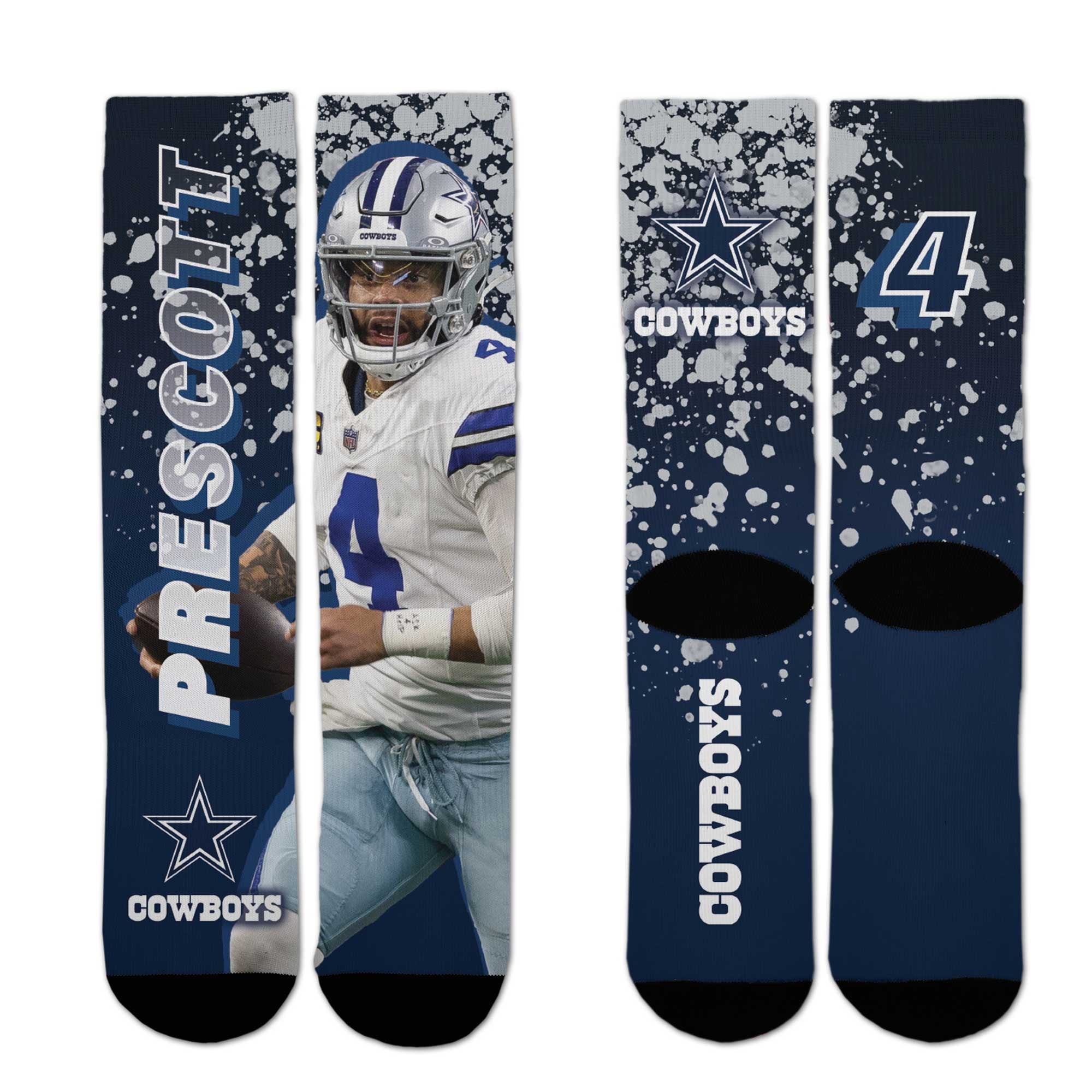 For Bare Feet Dak Prescott Dallas Cowboys Road Warrior Crew Socks ...