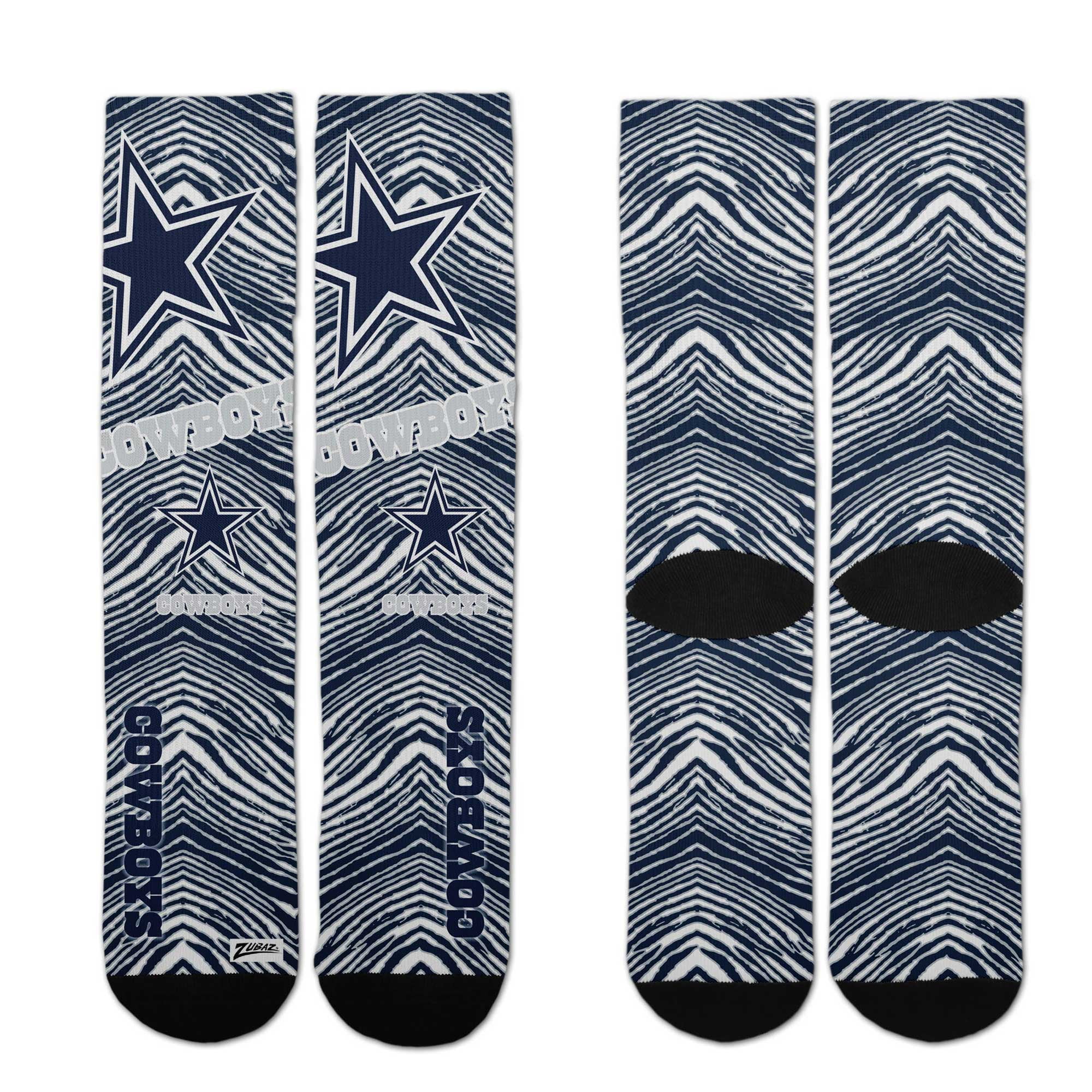 For Bare Feet Dallas Cowboys Zubaz Striped Crew Socks with Compression ...