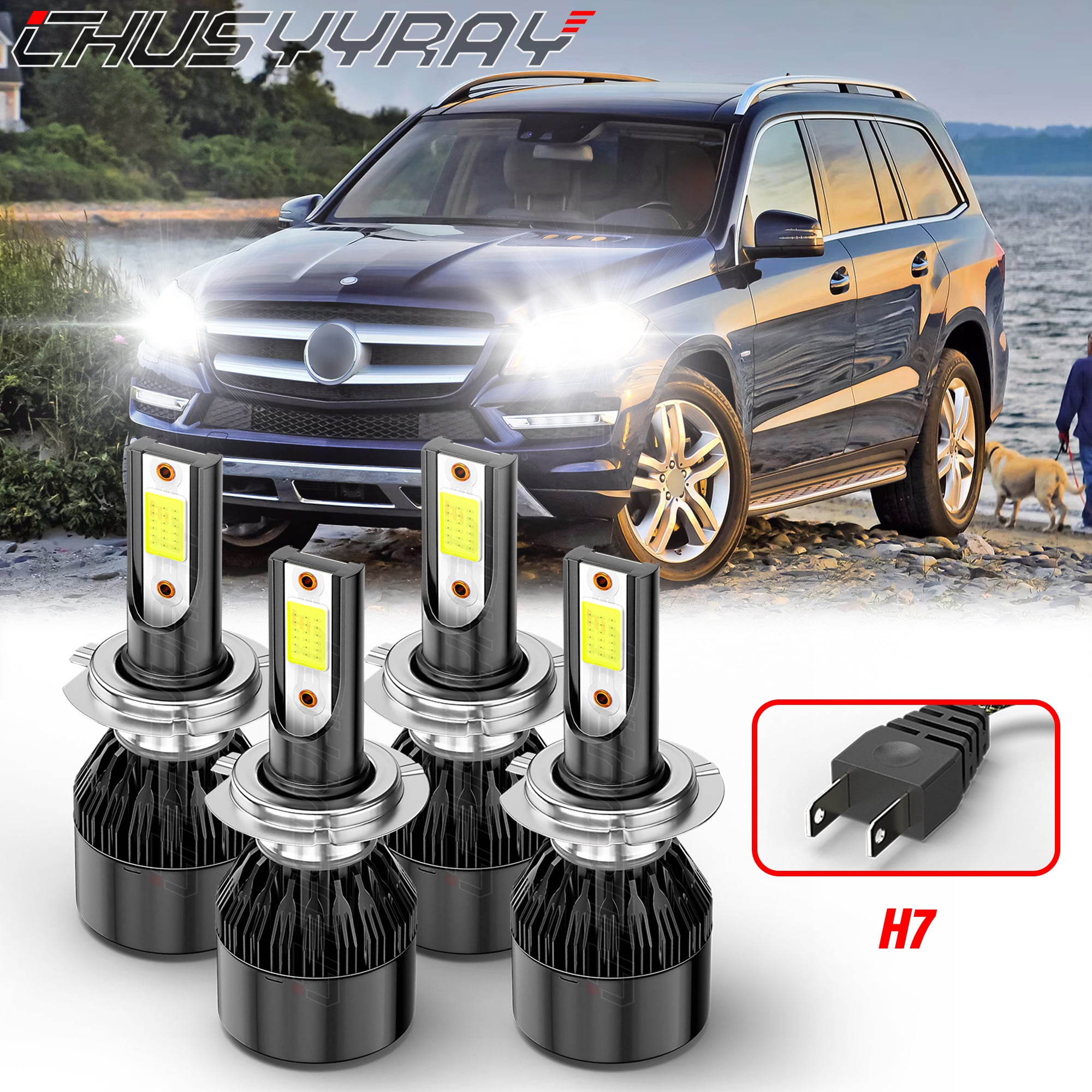 For Benz GL450 2007-2012 2013 2014 2015 2016 - 4x H7 LED Headlight Hi ...