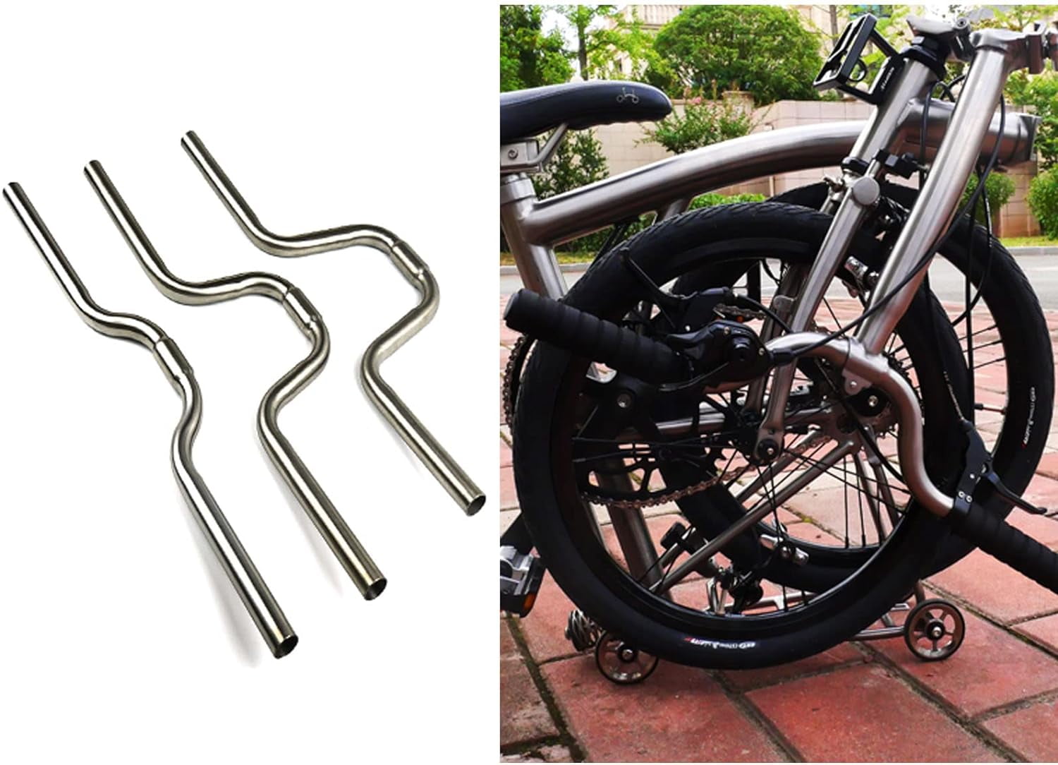 For Brompton Titanium Riser Handle Bar M Type 25.4mm Ultra Light Ti ...