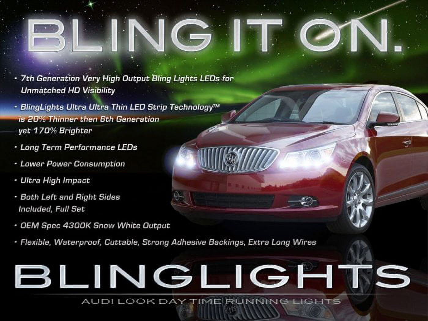 For Buick LaCrosse LED DRL Light Strips for Headlamps Headlights Head ...