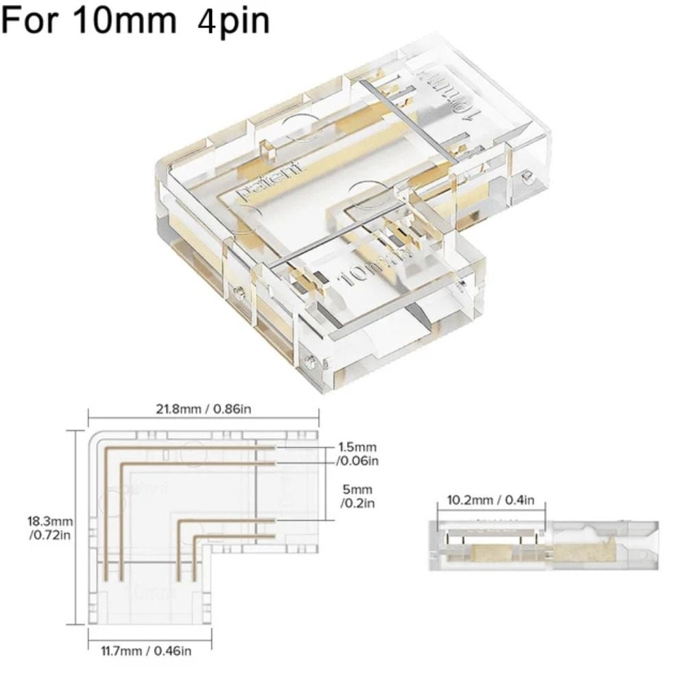 For CCT FCOB RGB Strip Lights Quick Connect L Shape Corner 90 Degree ...