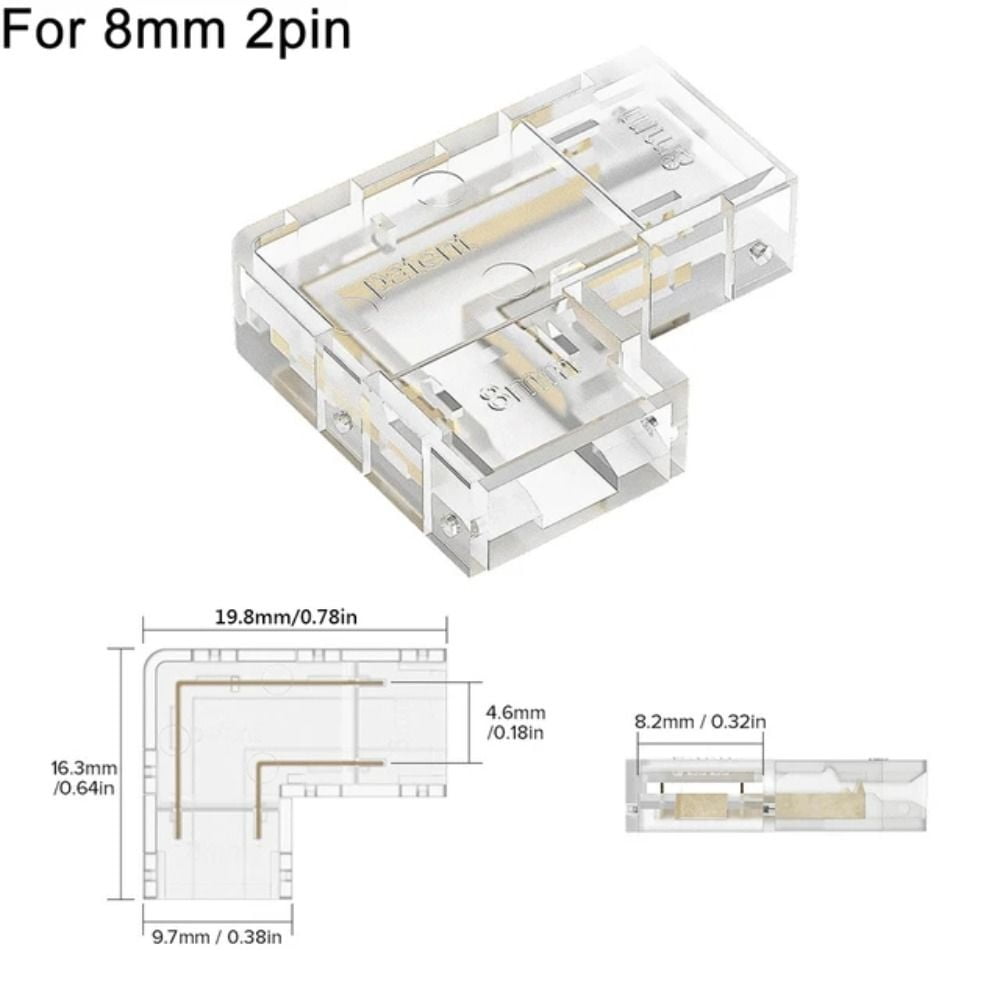 For CCT FCOB RGB Strip Lights Quick Connect L Shape Corner 90 Degree ...