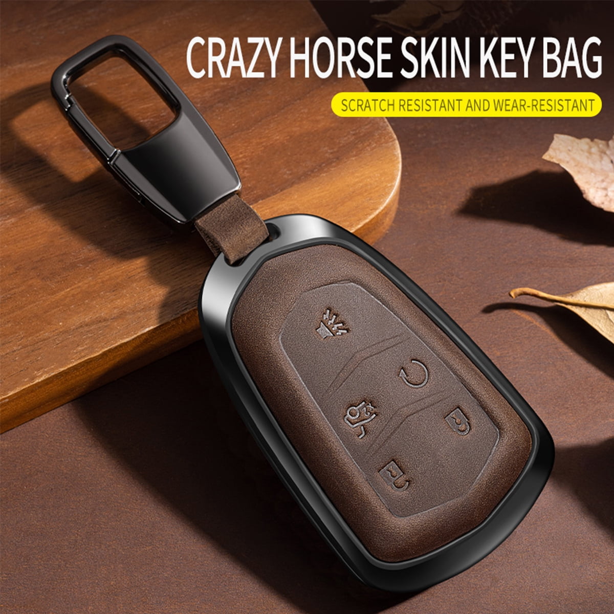 For Cadillac Key Fob Cover Leather Car STS CTS XT5 Escalade CT6 ATS SRX ...