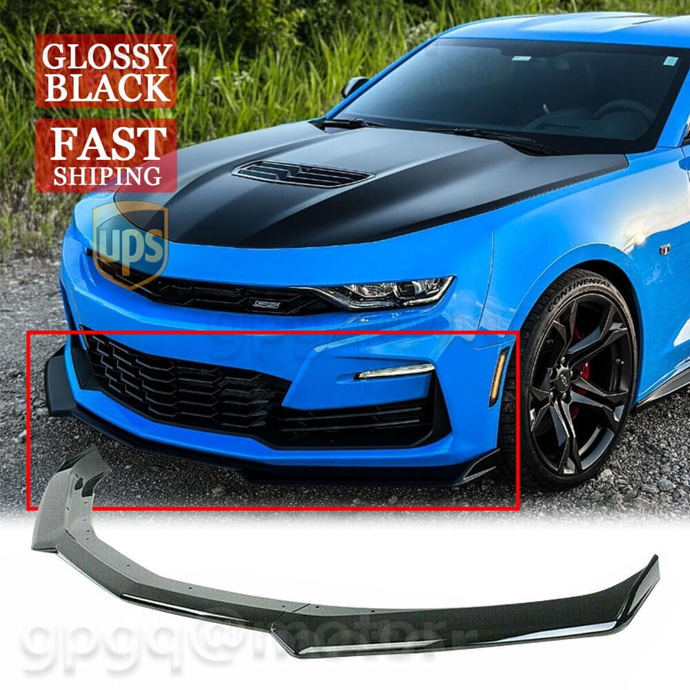 For Camaro SS LS LT RS 2016-2021 Glossy Black Front Bumper Lip Splitter ...