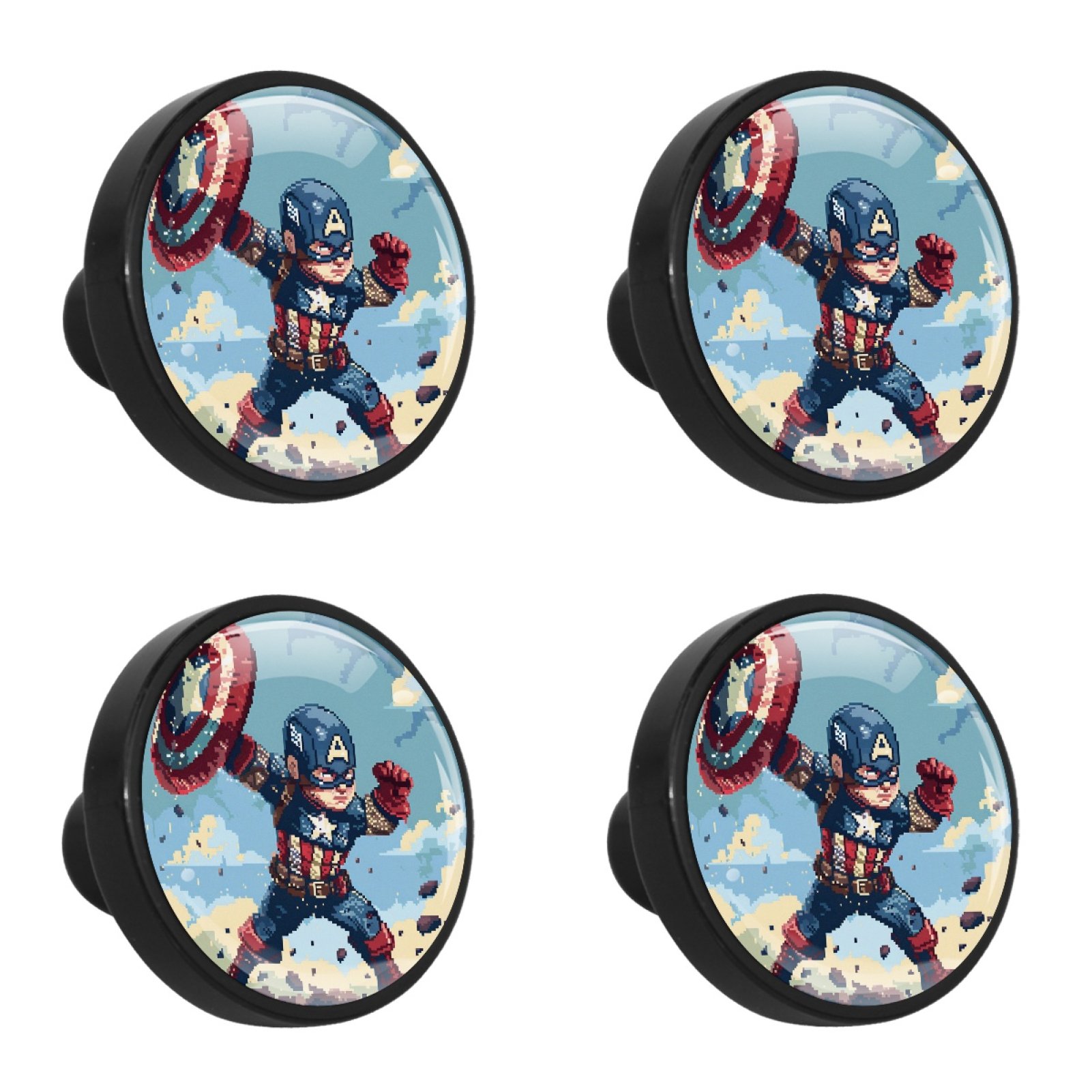For Captain America 4pcs ABS Glass Round Drawer Pulls with Screws 1.3x1 ...