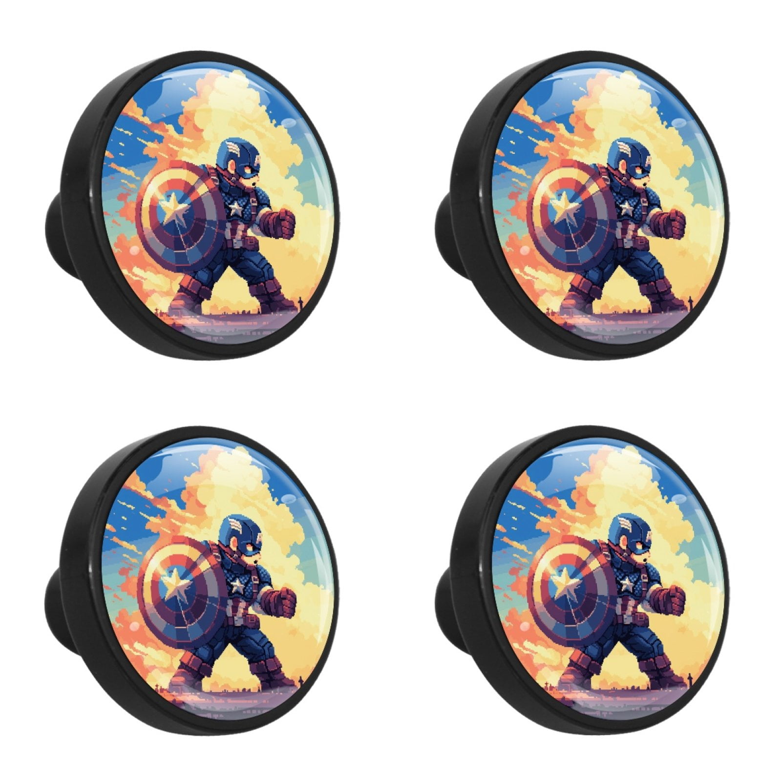 For Captain America ABS Glass Round Drawer Pulls with Screws (4PCS) 1 ...
